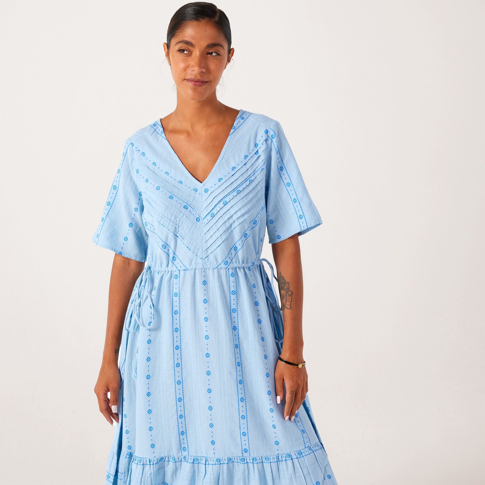 YAS Cina Tie Waist Maxi Dress - QVC UK