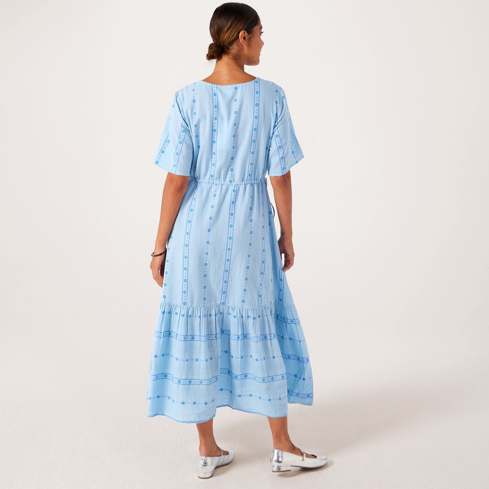 YAS Cina Tie Waist Maxi Dress - QVC UK