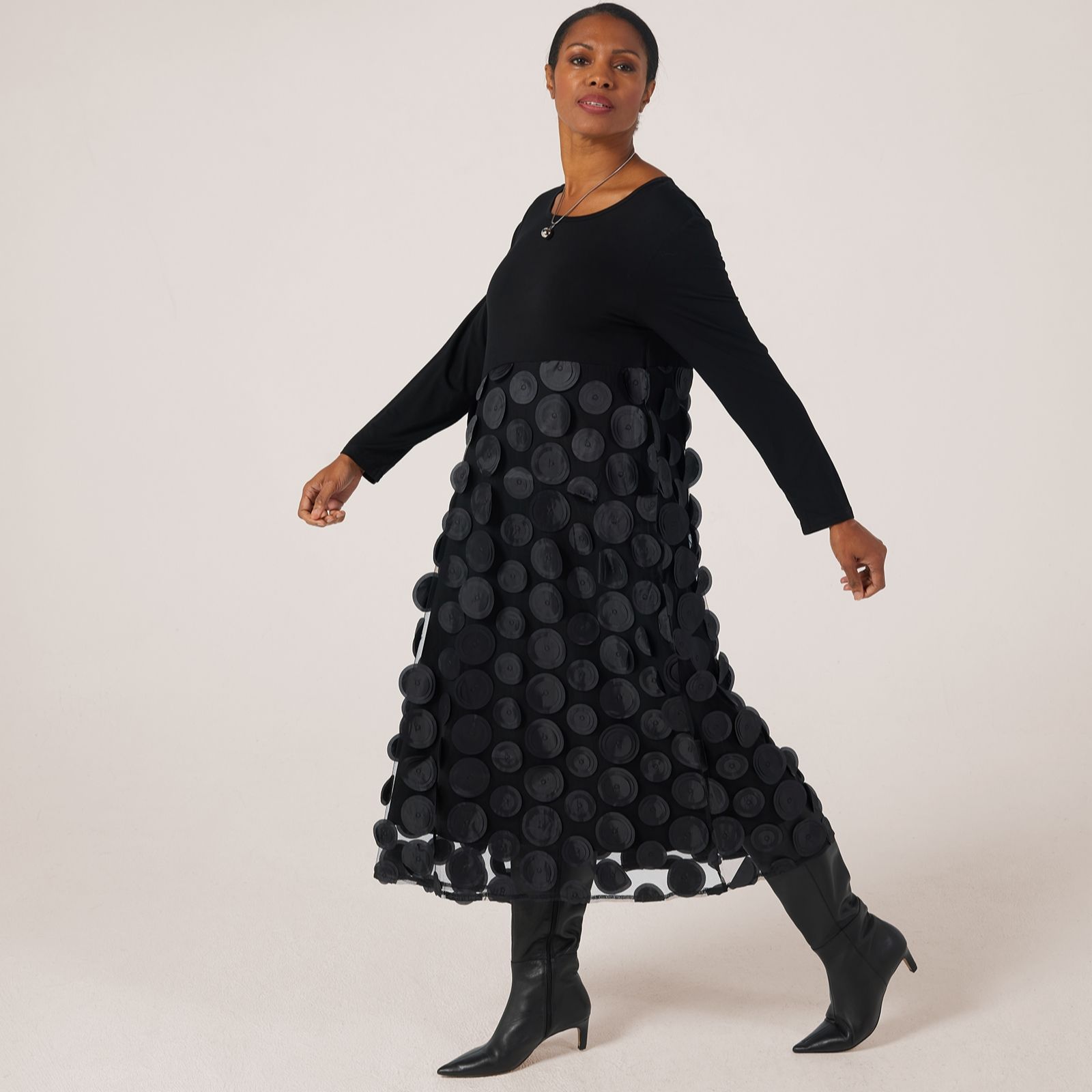 Malissa J Circle Mesh Mixed Media Dress - QVC UK