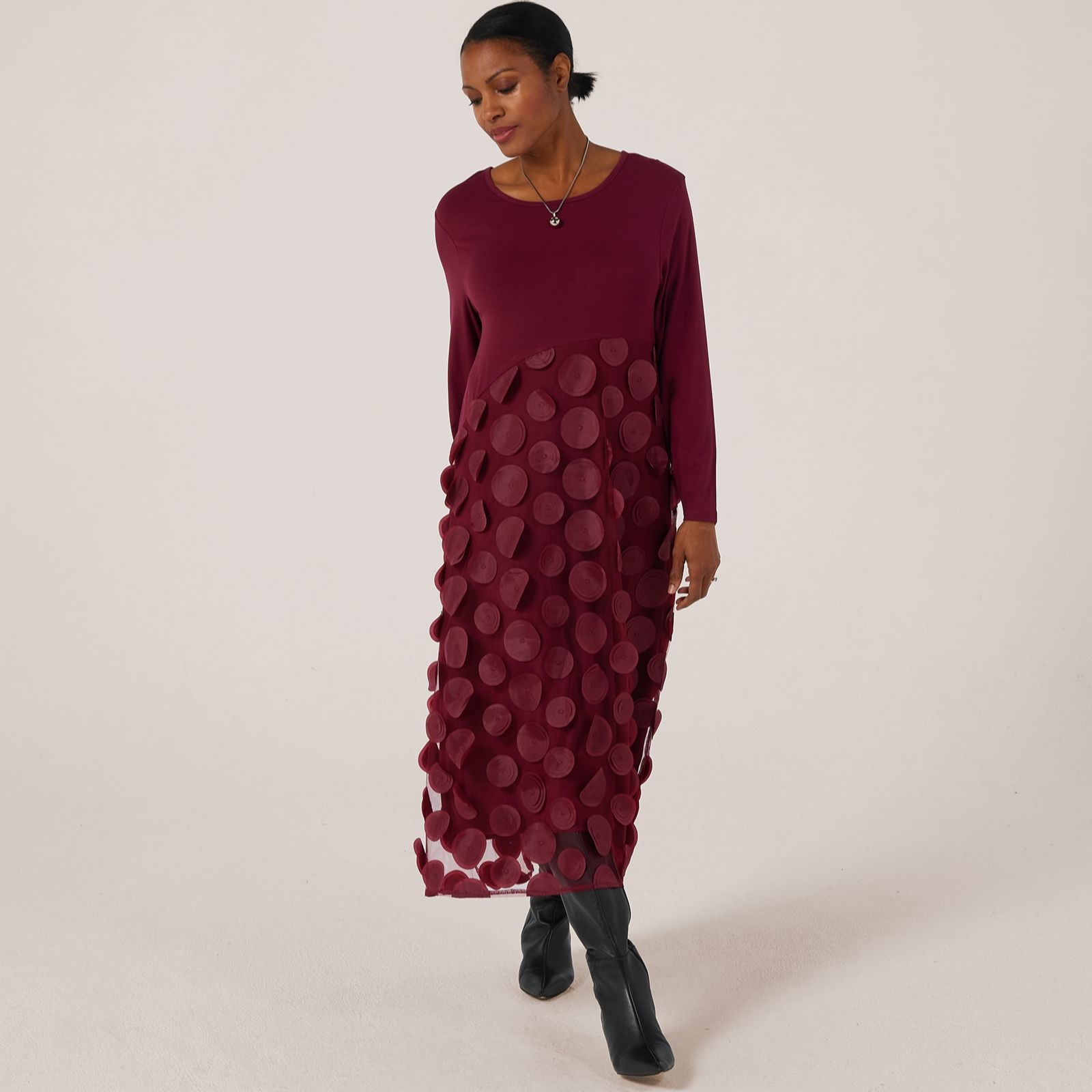 Malissa J Circle Mesh Mixed Media Dress - QVC UK