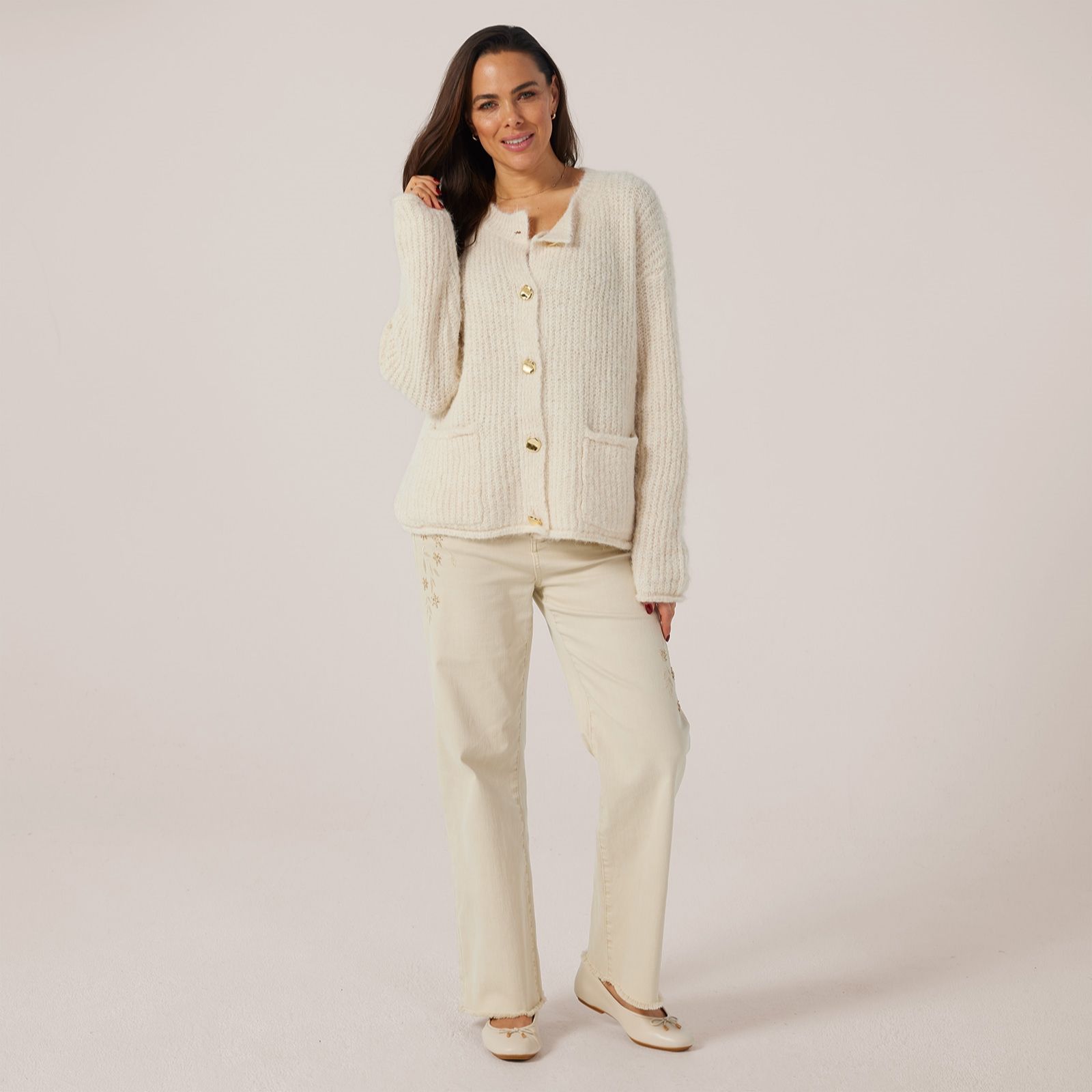 Izabel London Relaxed Cardigan with Wool - QVC UK