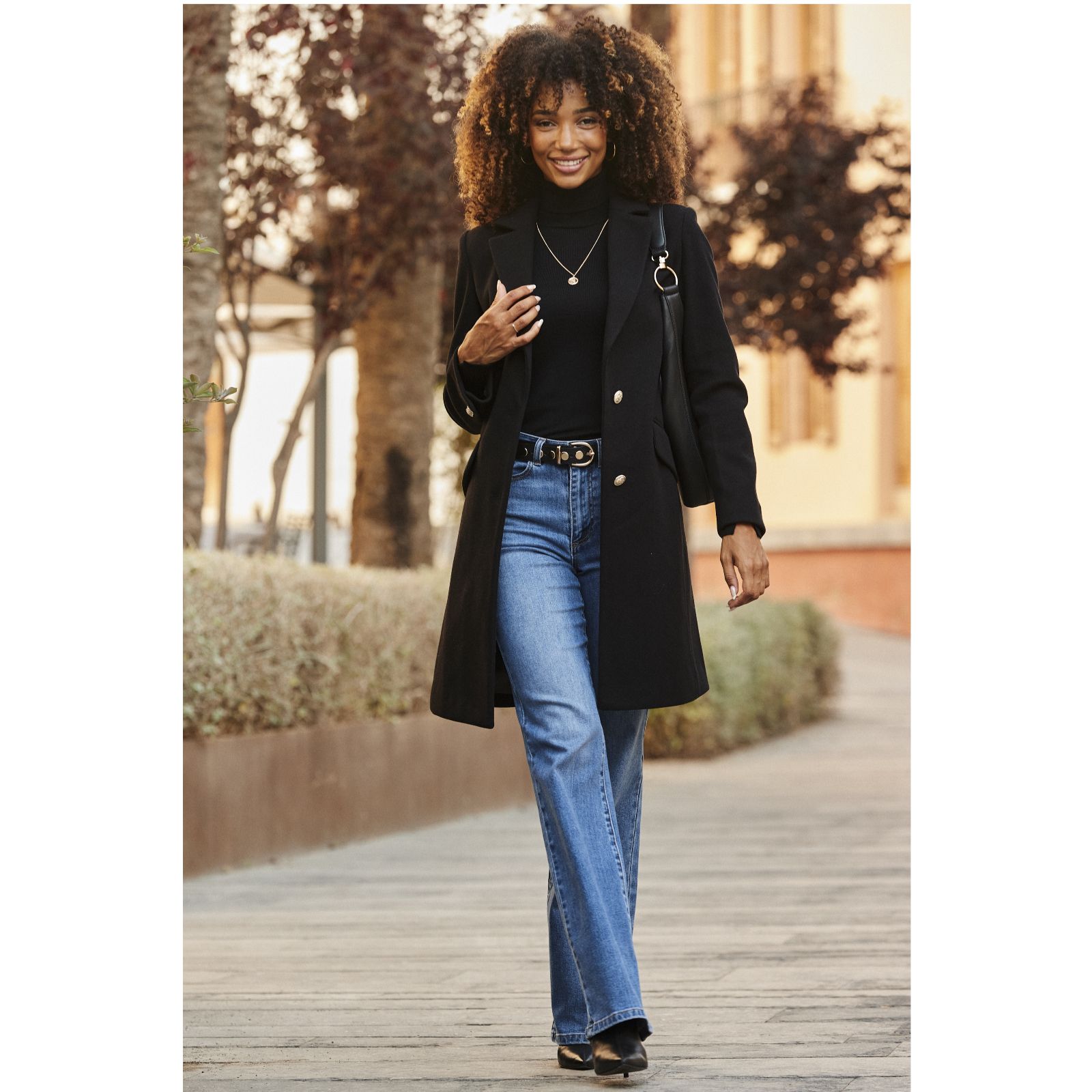 Sosandar Slim Wide Leg Jean Medium Blue - QVC UK