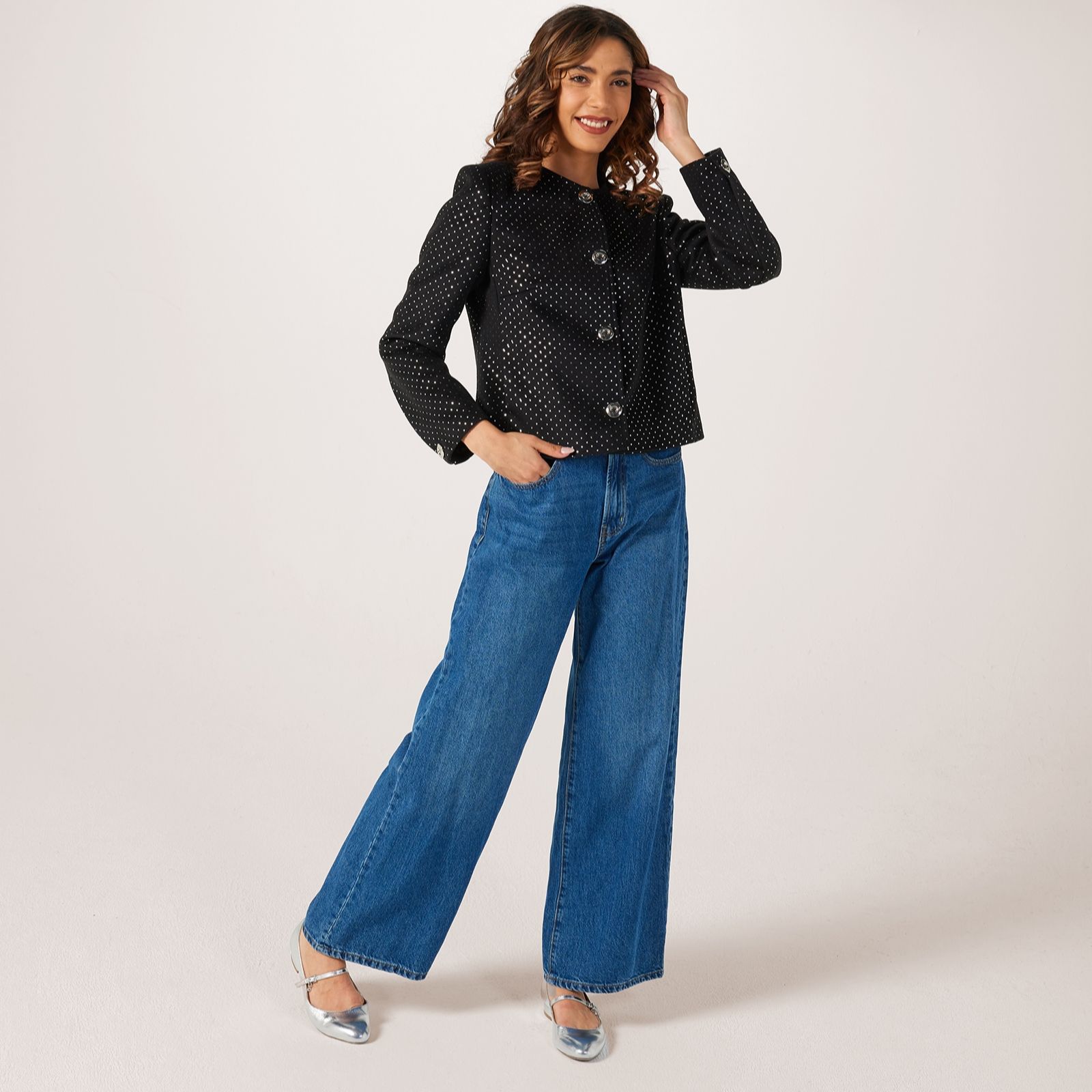 Helene Berman Goldtone Studded Jacket - QVC UK