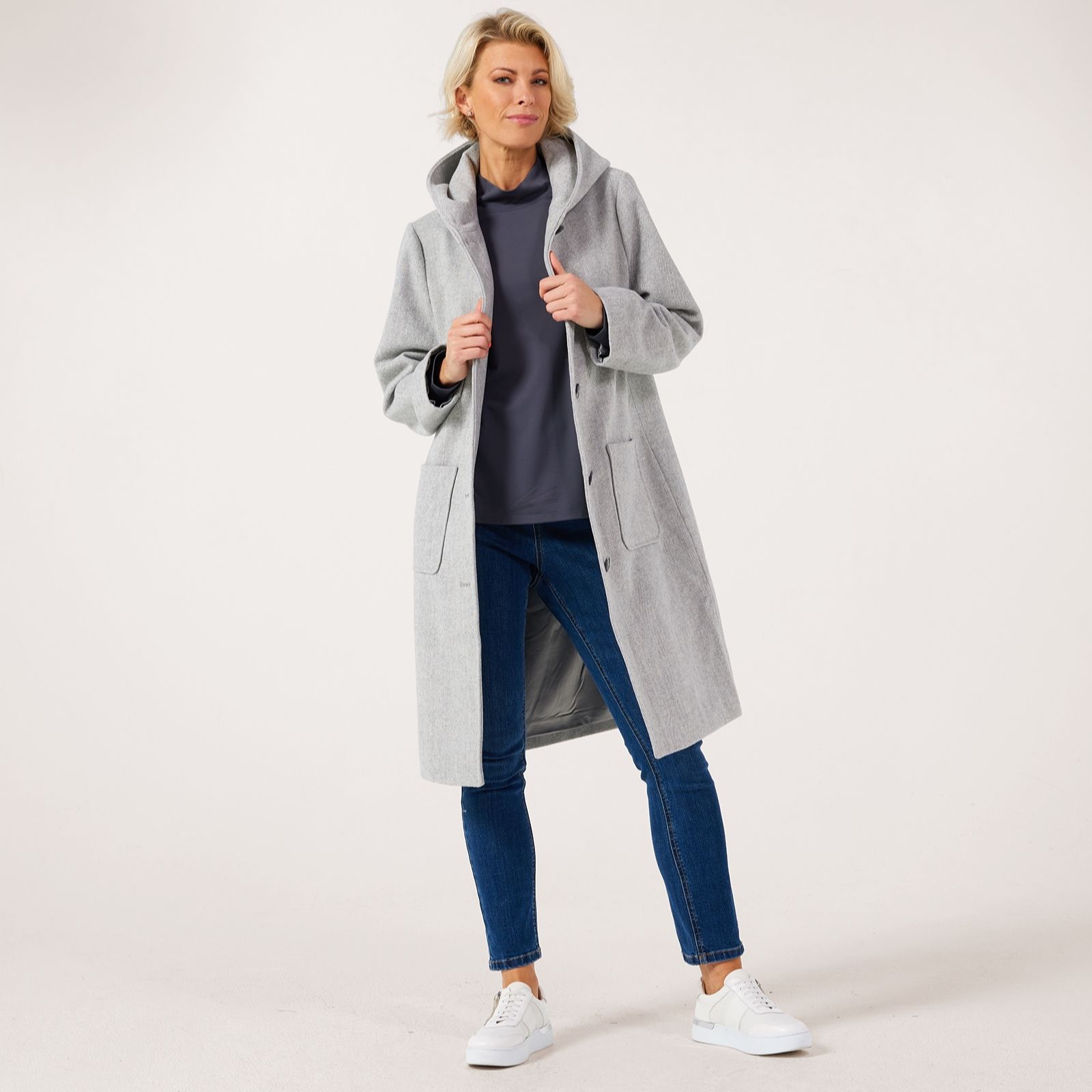 Ruth Langsford Button Through Hooded Coat - QVC UK