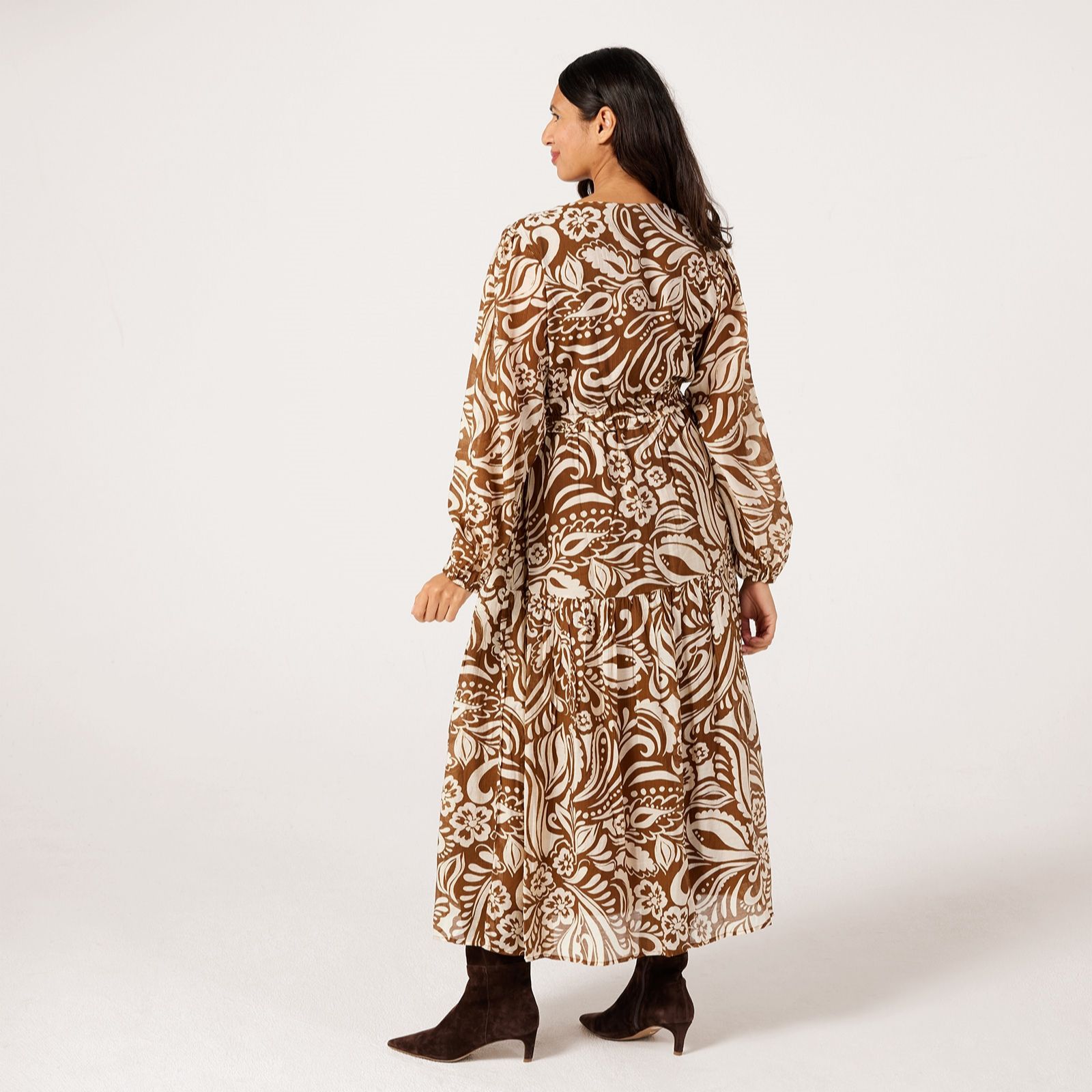 Izabel London Tie Waist Printed Dress - QVC UK