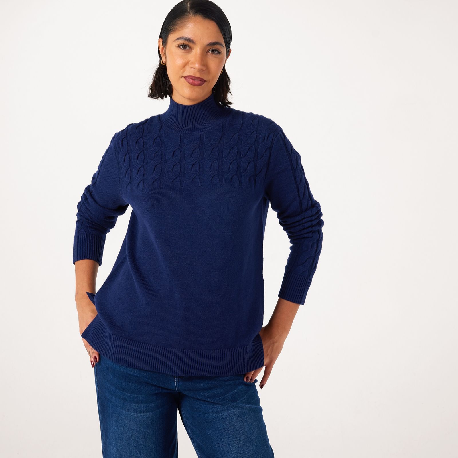 Ben de Lisi Cable Funnel Neck Jumper - QVC UK