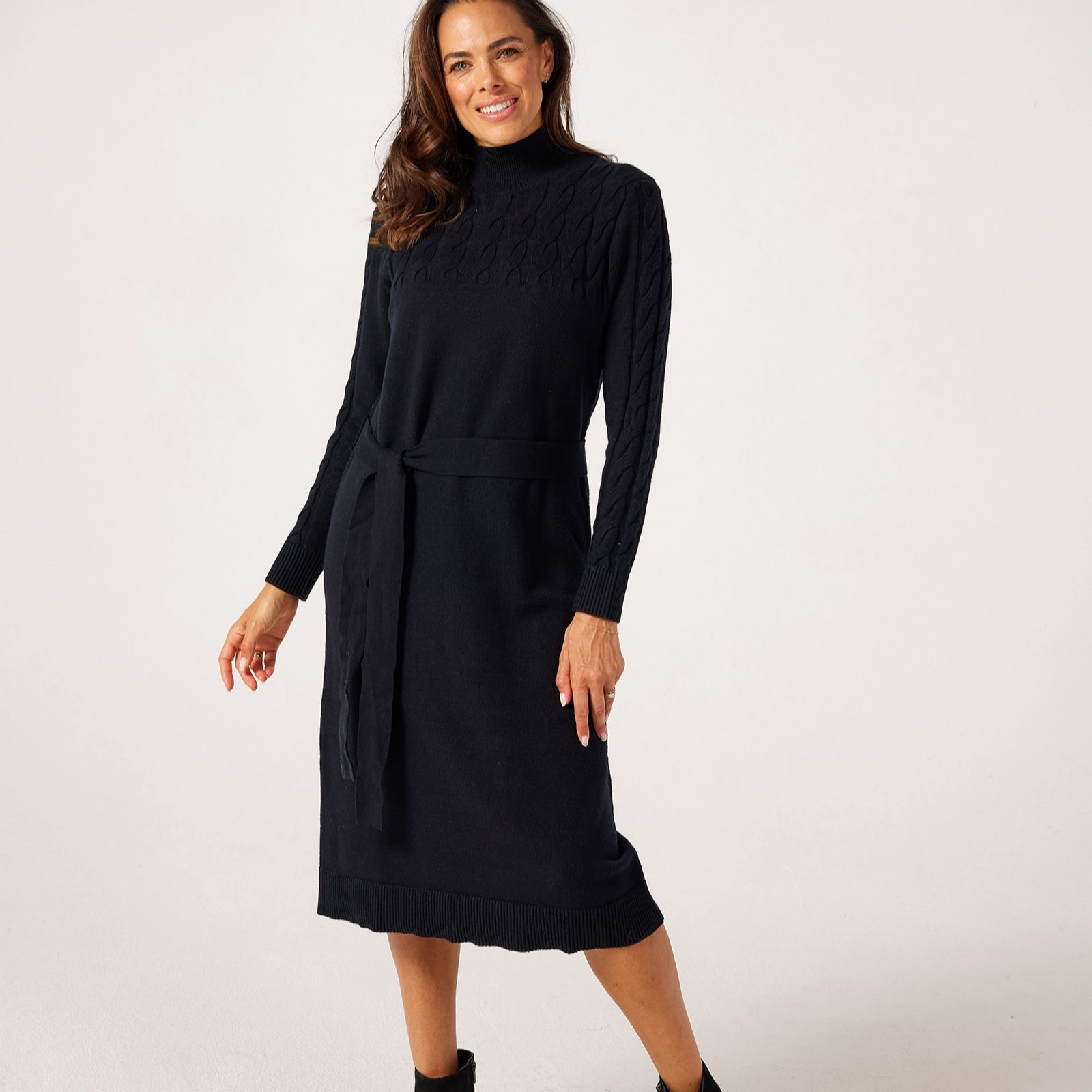 Ben de Lisi Cable Knitted Dress Standard - QVC UK