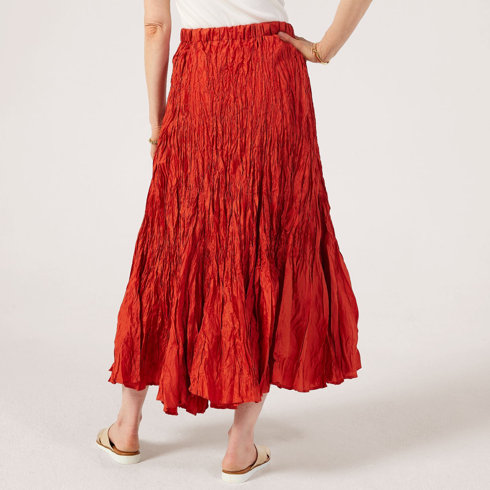 Malissa J Long Crinkle Sateen Skirt With Elasticated Waist - QVC UK