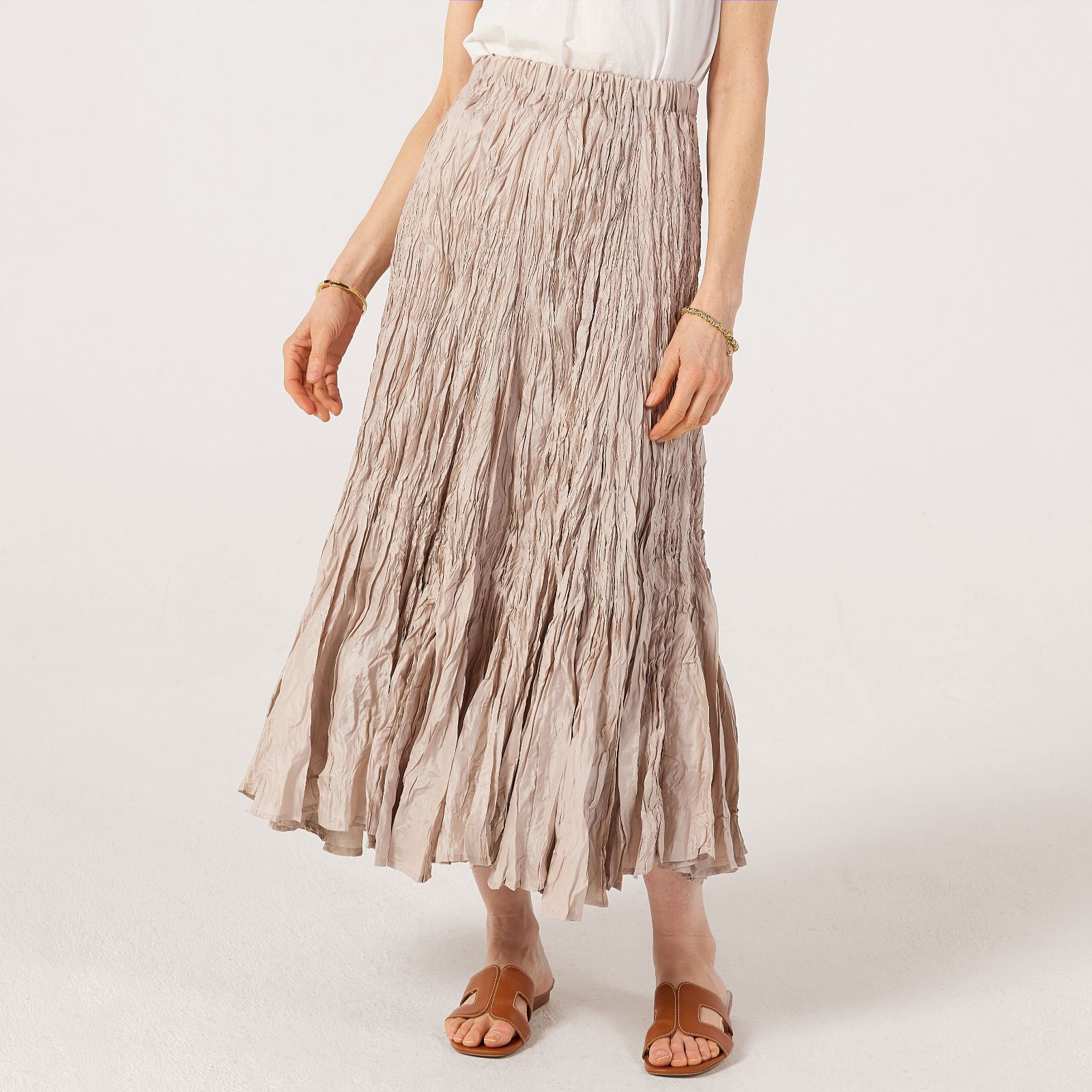 Malissa J Long Crinkle Sateen Skirt With Elasticated Waist - QVC UK