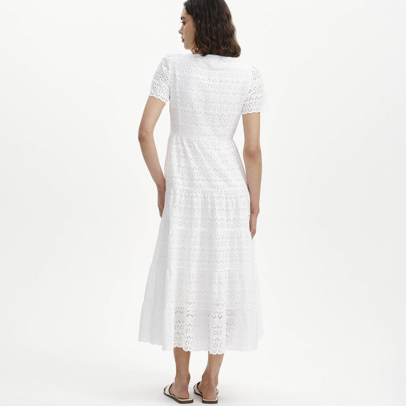 Finery London Jemma Cotton Broderie Tiered Dress Standard - QVC UK