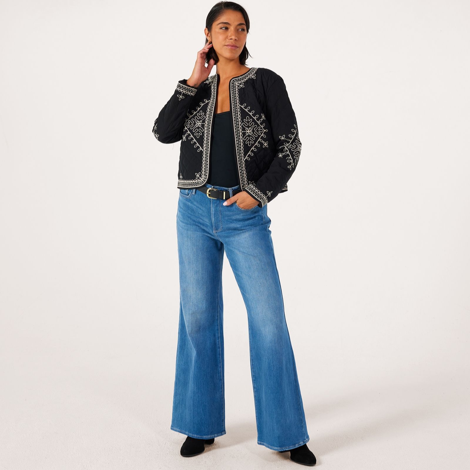 JDY Billie Embroidered Quilted Jacket - QVC UK