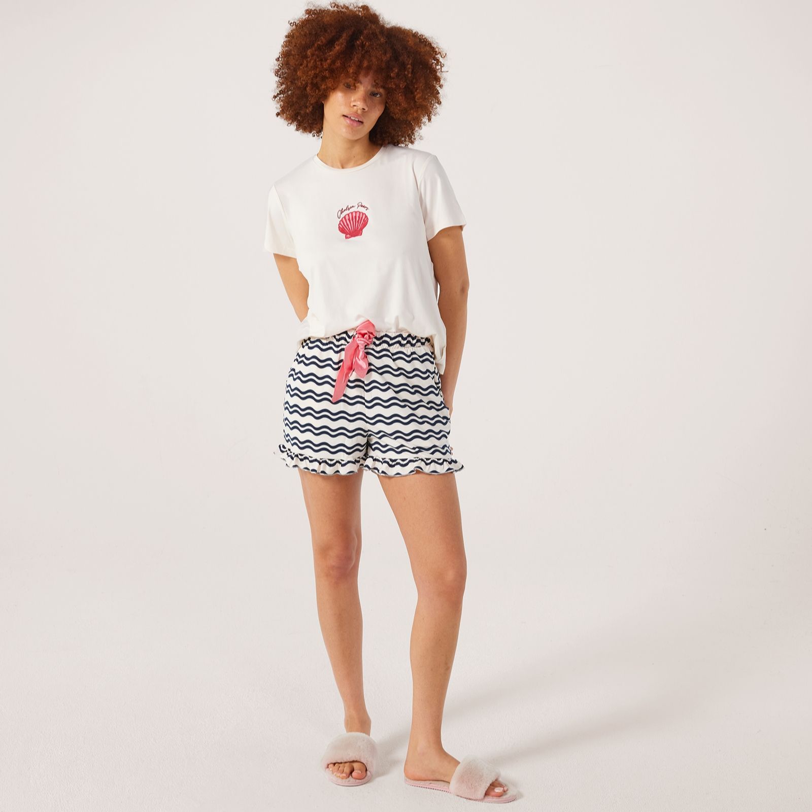 Chelsea Peers Shell Print Boxer Short PJ Set - QVC UK
