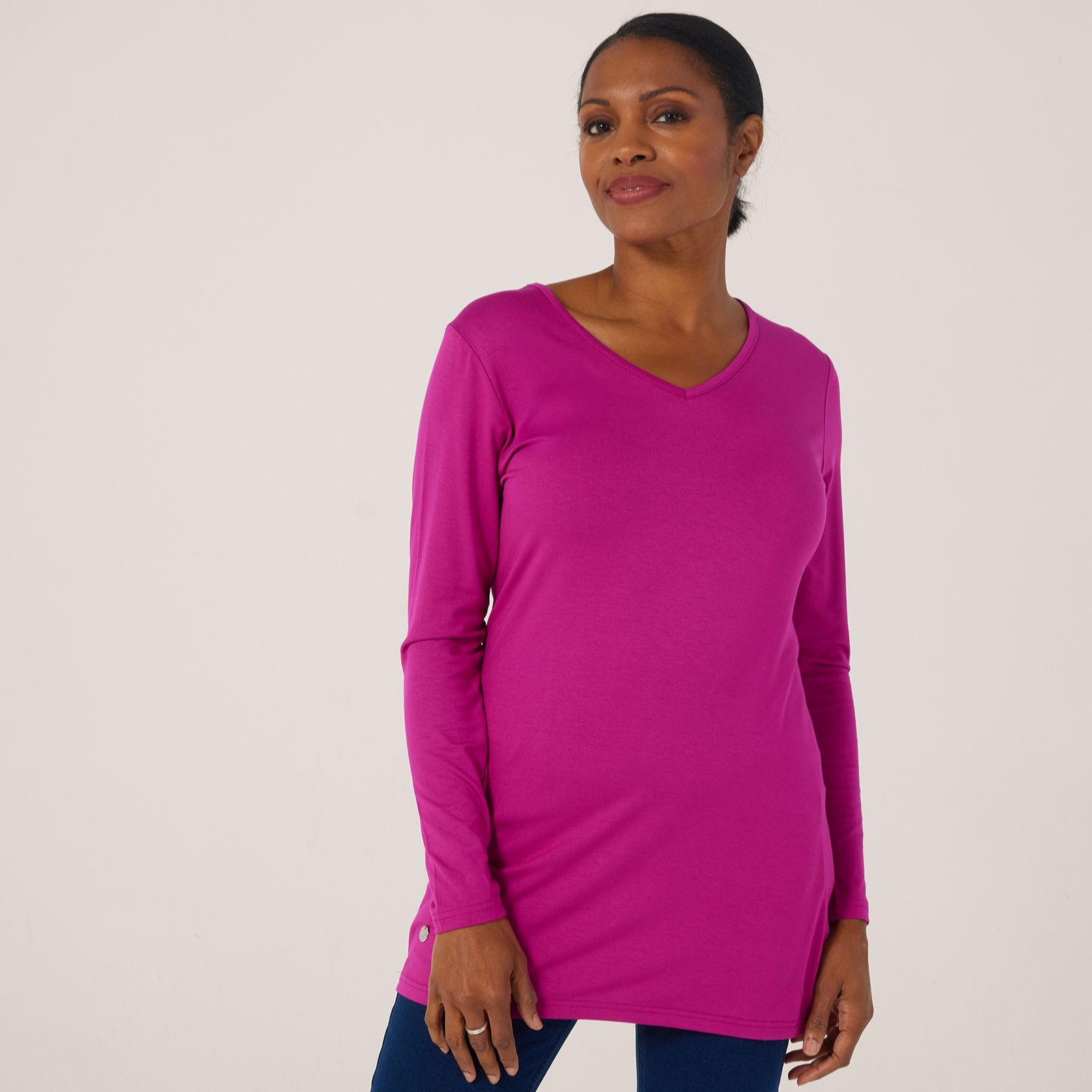 Malissa J Long Sleeve V-Neck Top - QVC UK