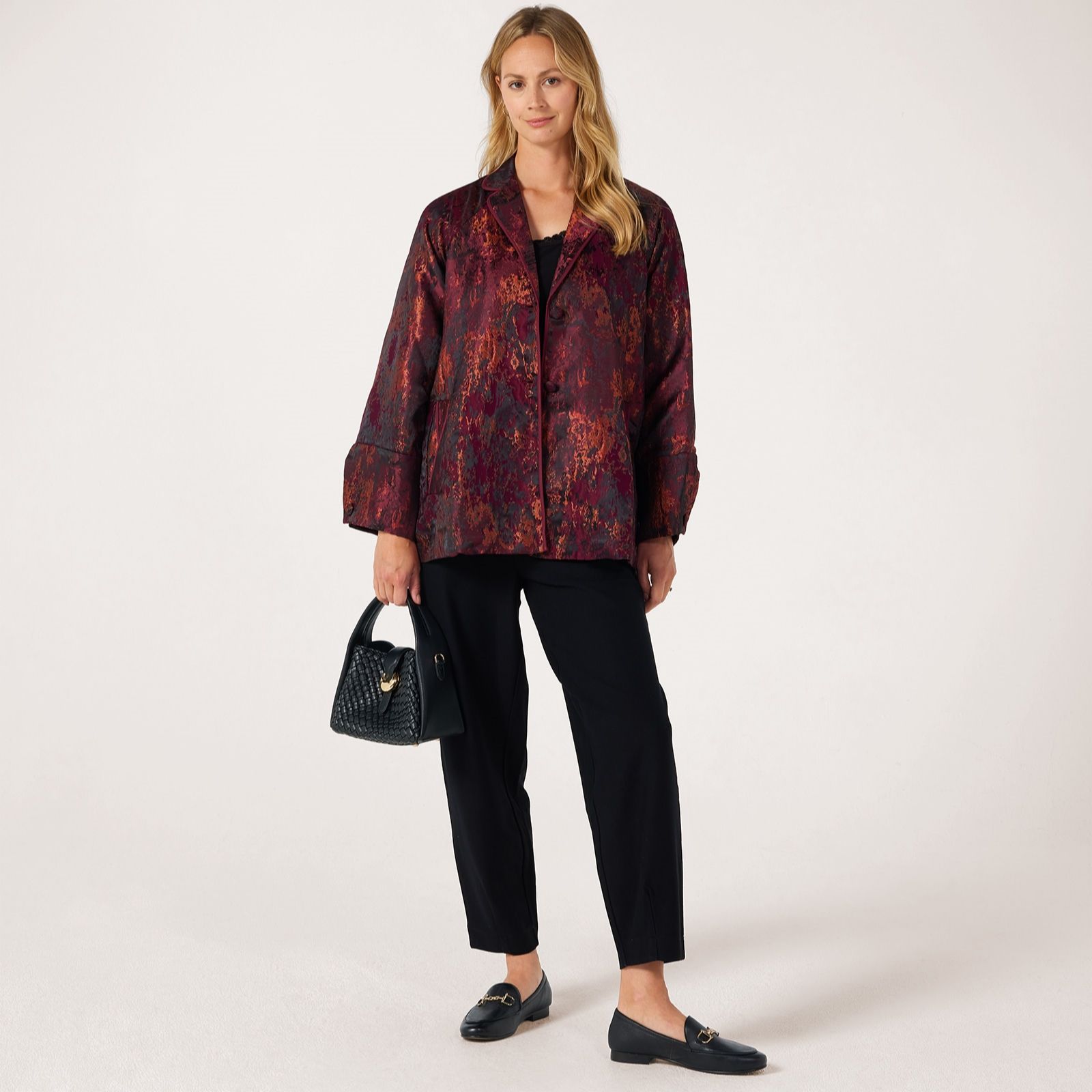 MarlaWynne Collection Fall Jacquard Topper Jacket - QVC UK