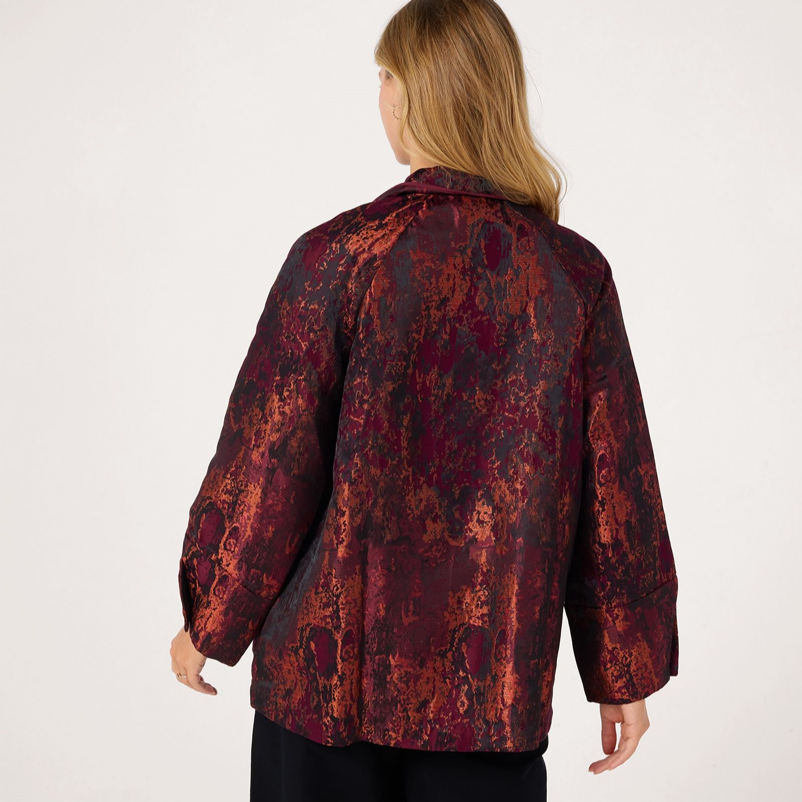 MarlaWynne Collection Fall Jacquard Topper Jacket - QVC UK
