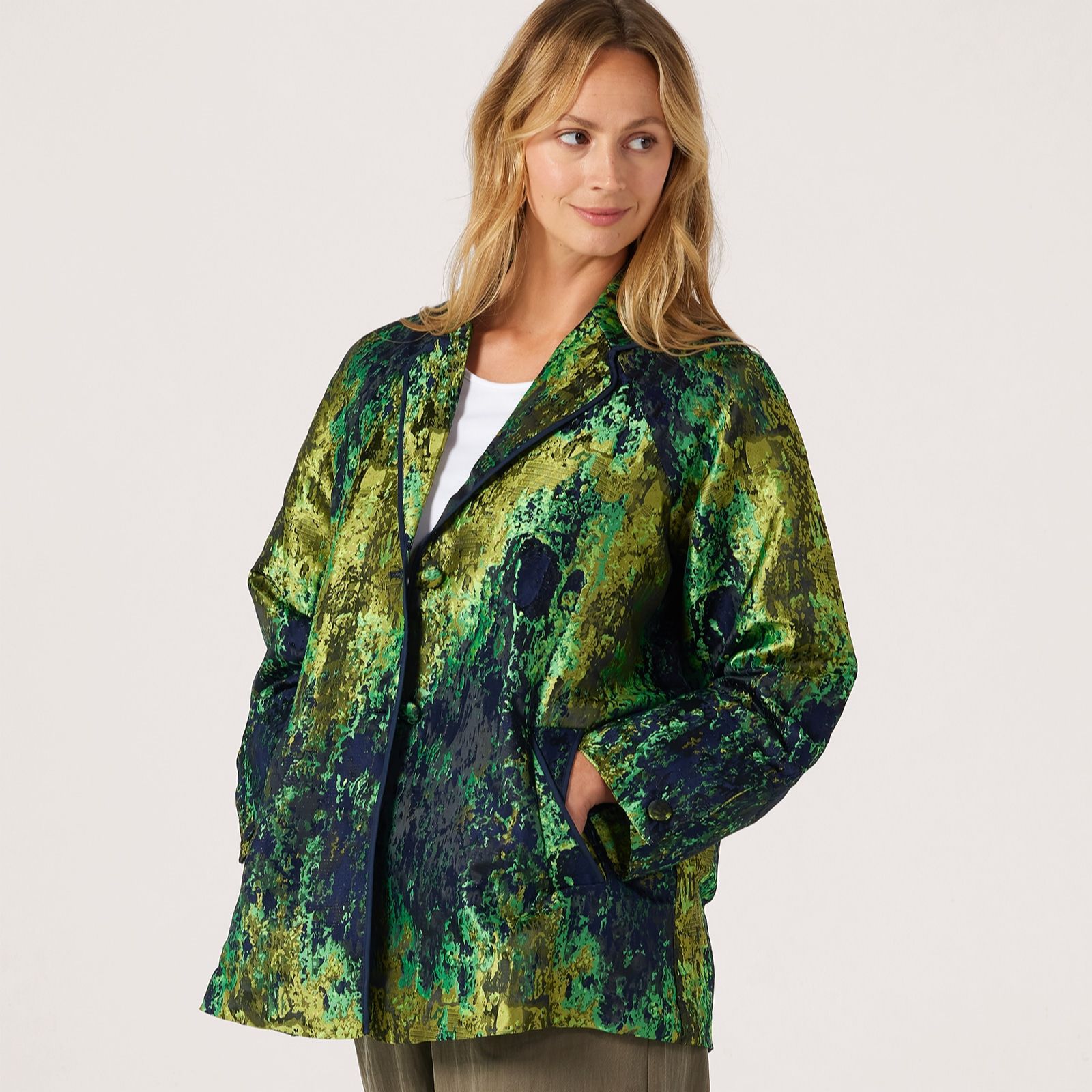 MarlaWynne Collection Fall Jacquard Topper Jacket - QVC UK
