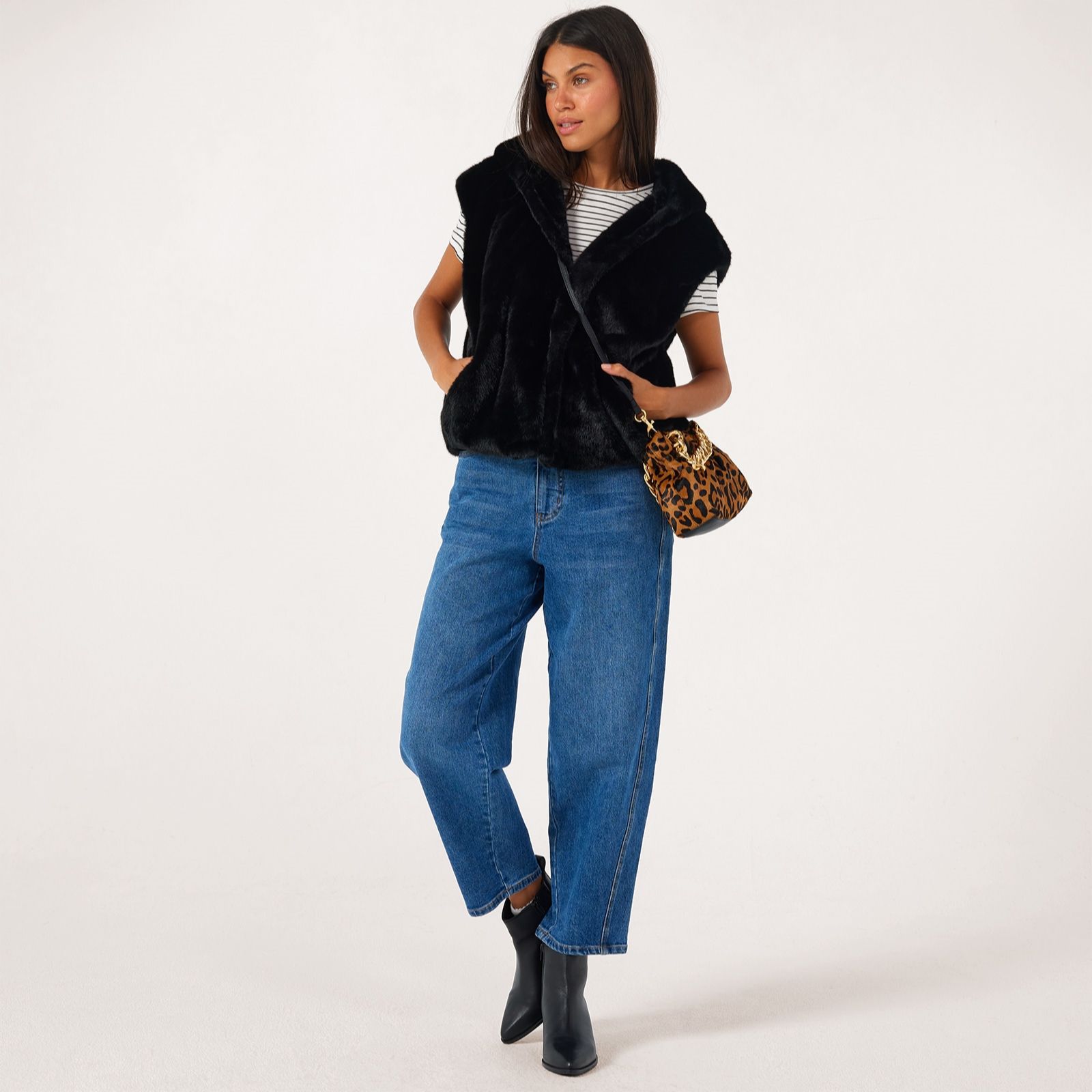 Malissa J Faux Fur Gilet With Hood - QVC UK