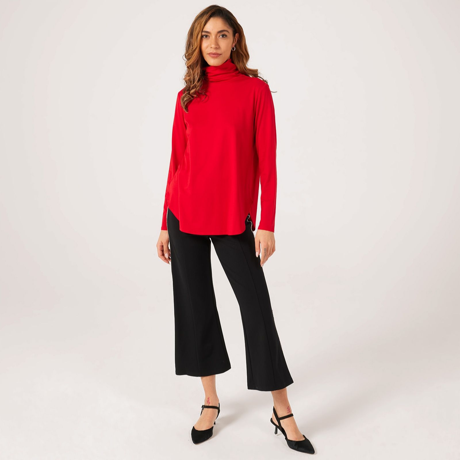 MarlaWynne Cotton Modal Turtleneck Top - QVC UK