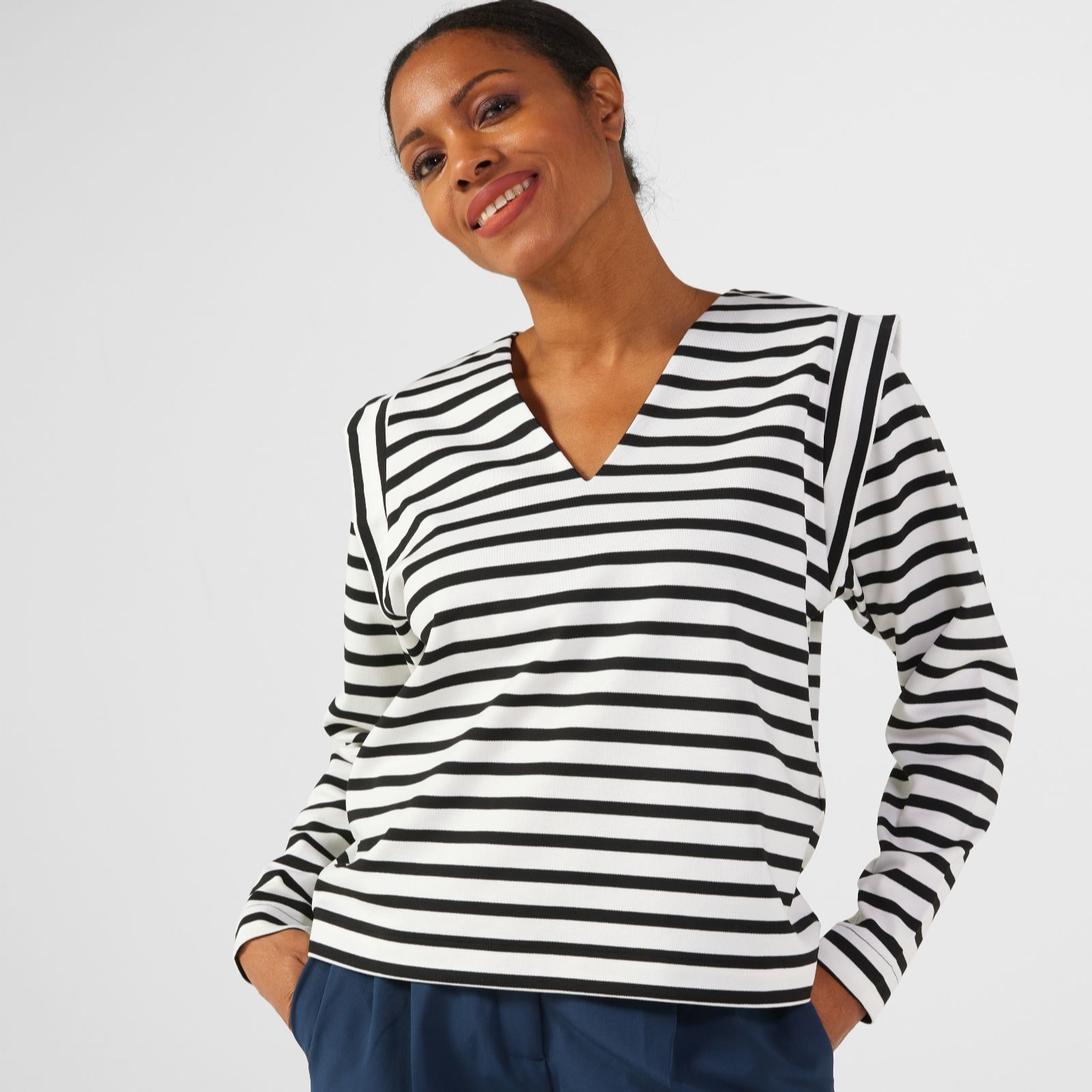 ICHI Itira Long Sleeve Top - QVC UK