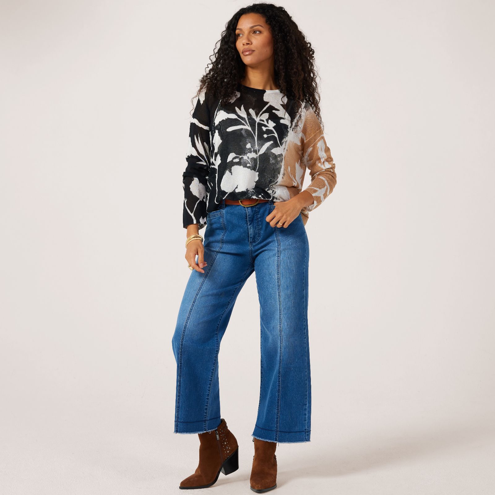 MarlaWynne Fall Floral Printed Jumper - QVC UK
