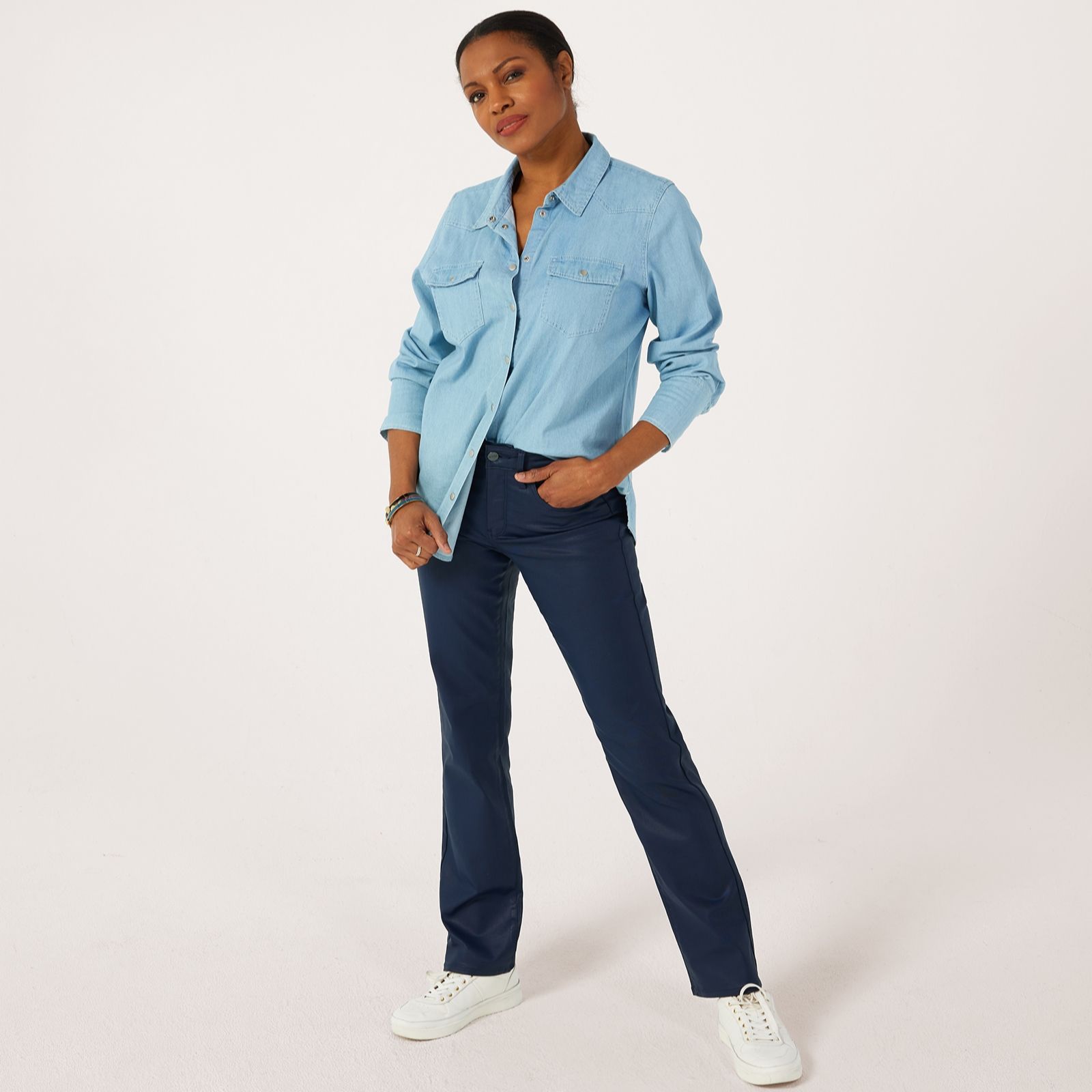 NYDJ Marilyn Straight Leg Coated Jean - QVC UK
