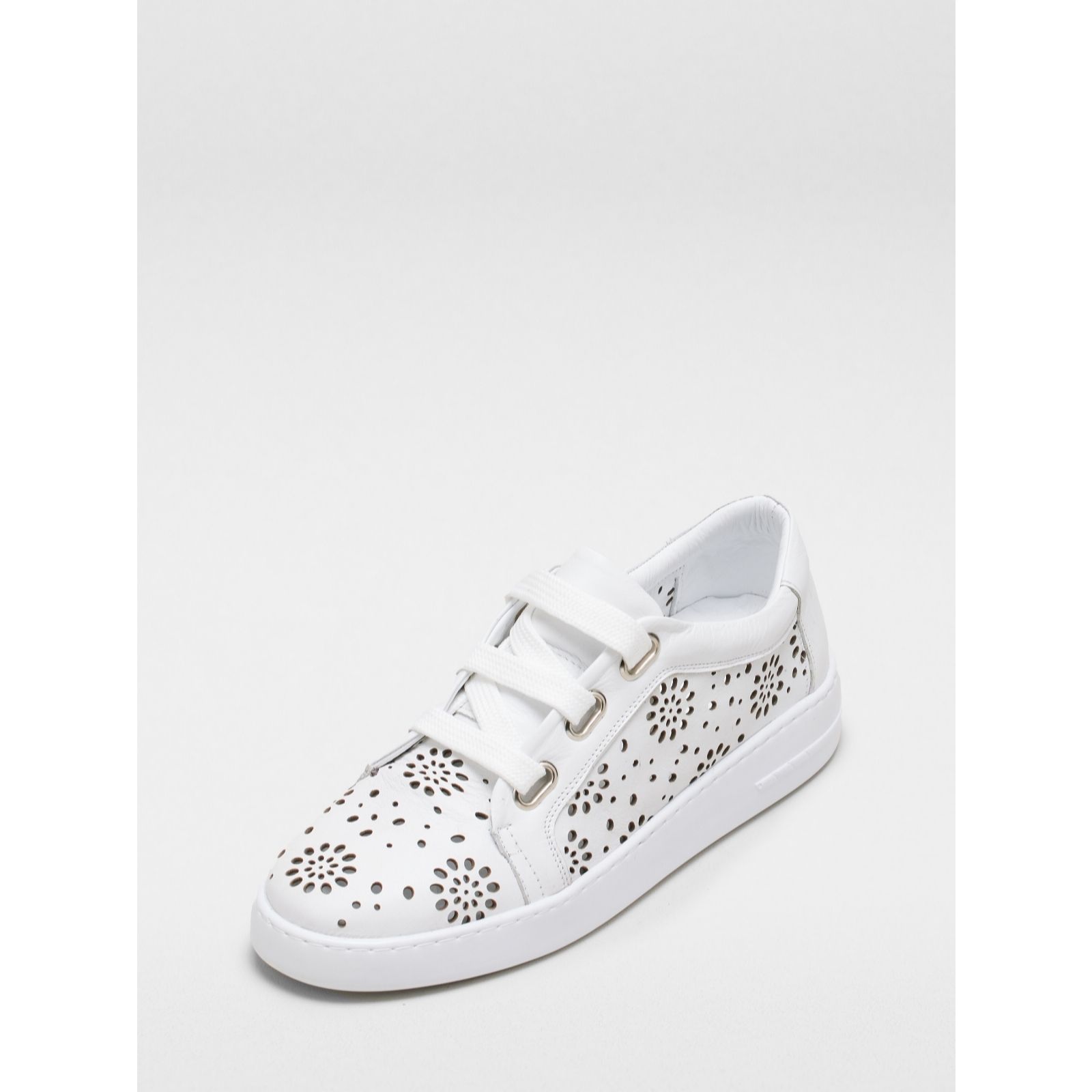 Outlet Adesso Safa Leather Broderie Trainer - QVC UK