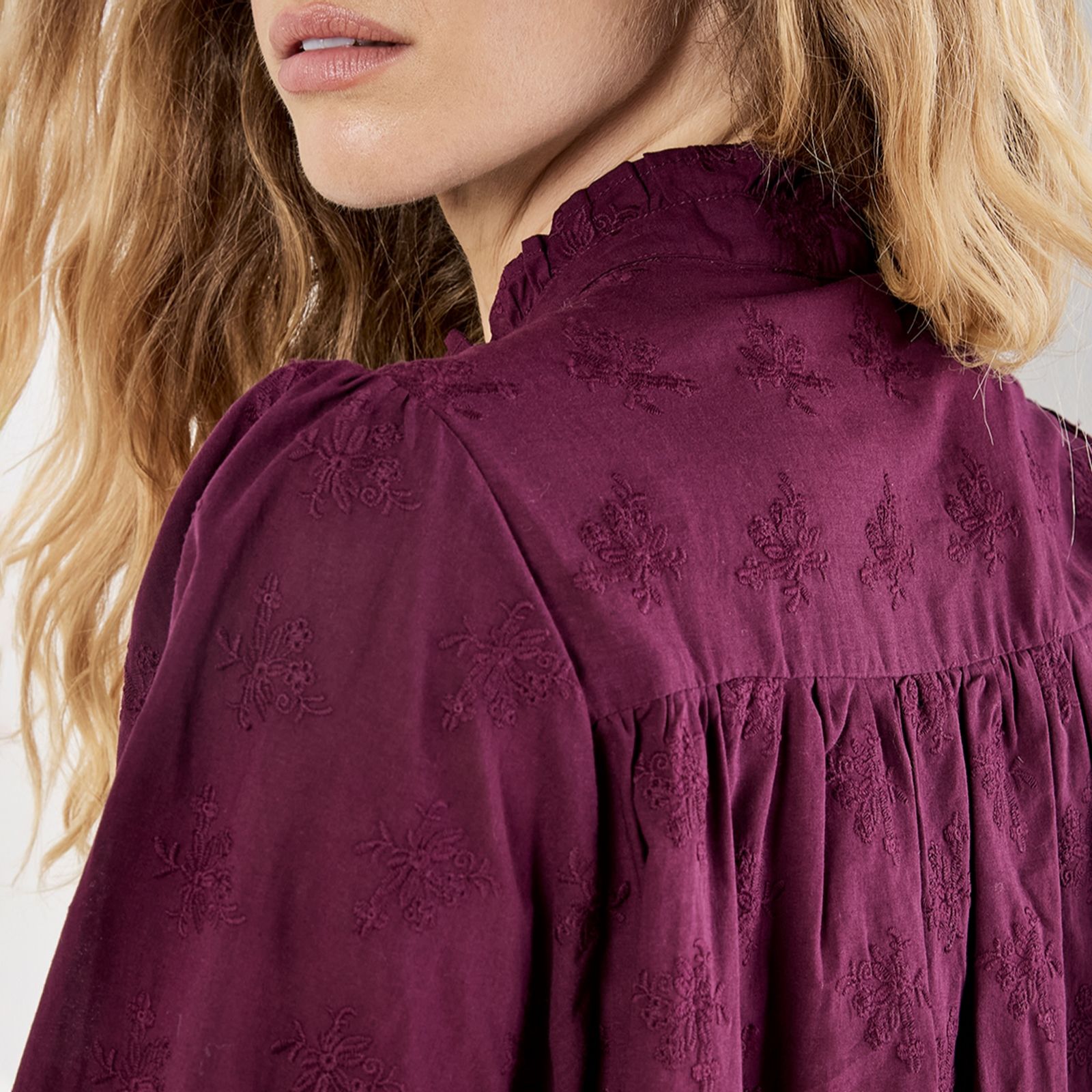 Apricot Broderie Ruffle Neck Blouse - QVC UK