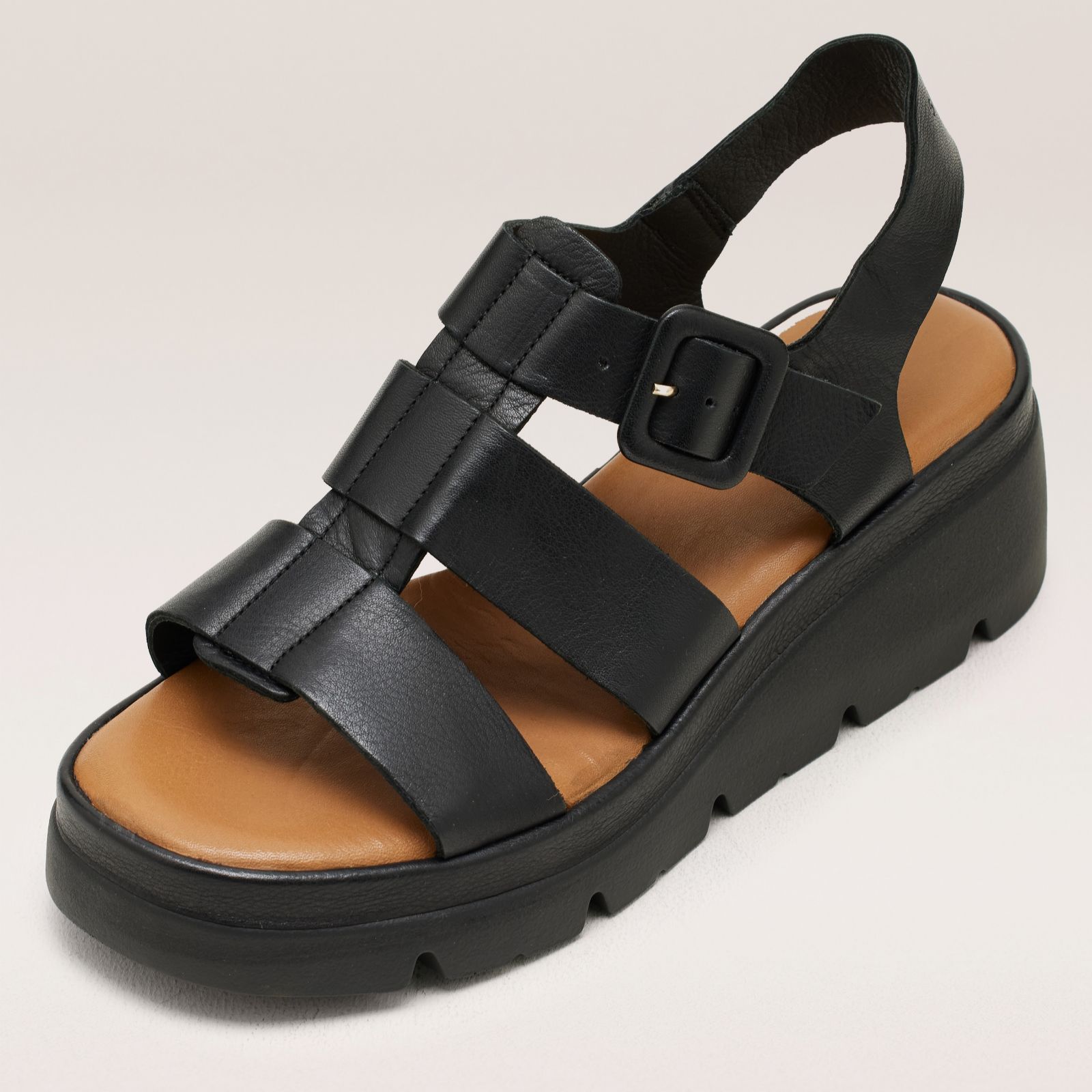 Shoon States Leather Wedge Sandal - QVC UK