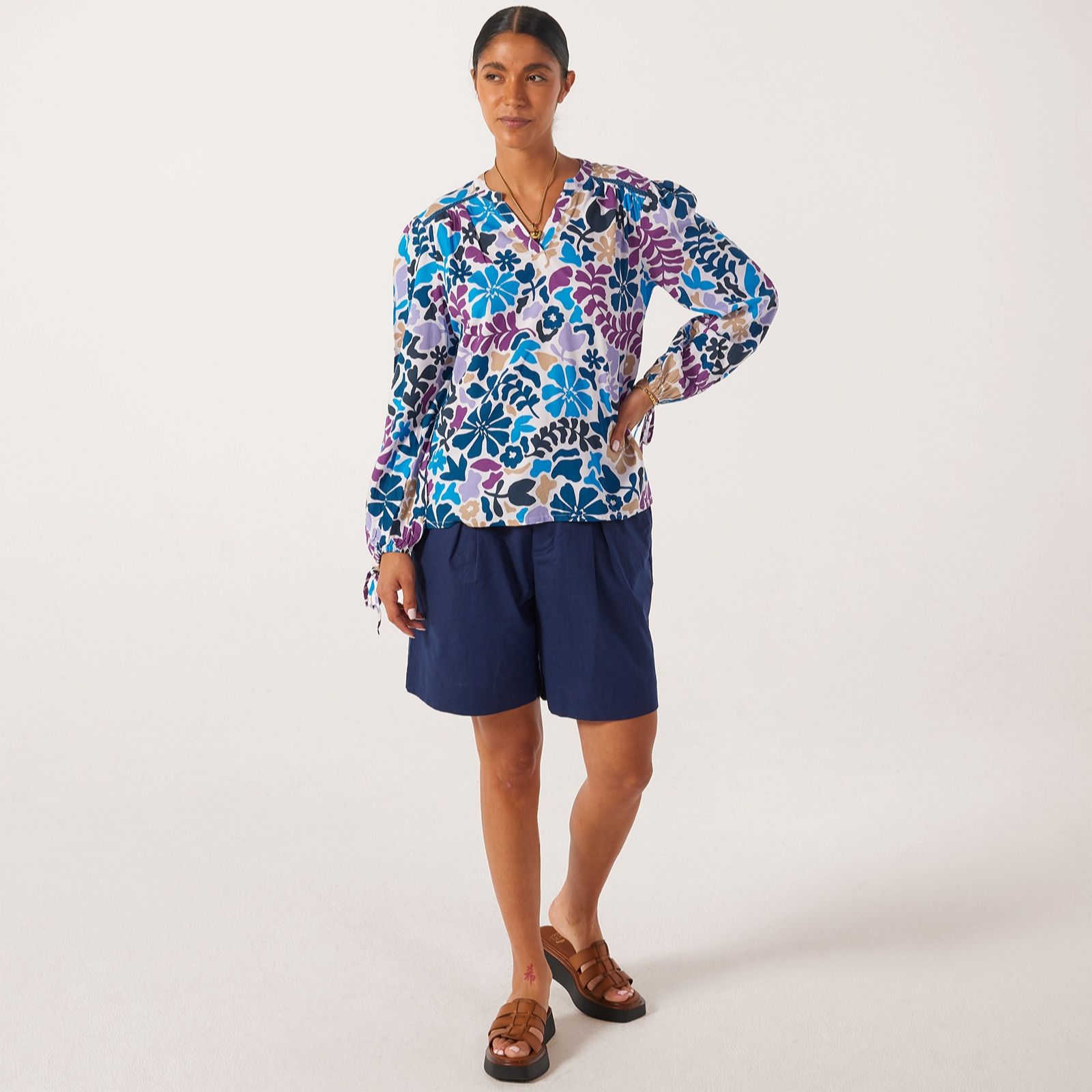 Denim & Co. Floral Print Blouse - QVC UK