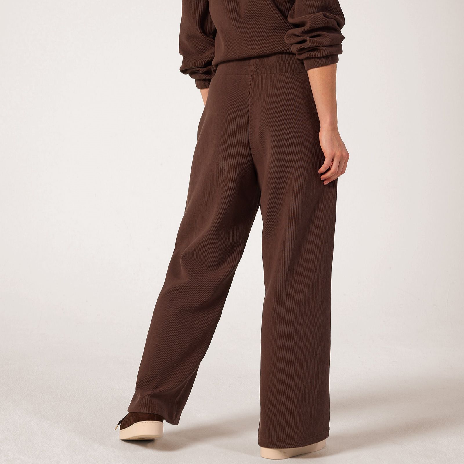 Denim & Co. Ribbed Wide-Leg Trousers Petite - QVC UK