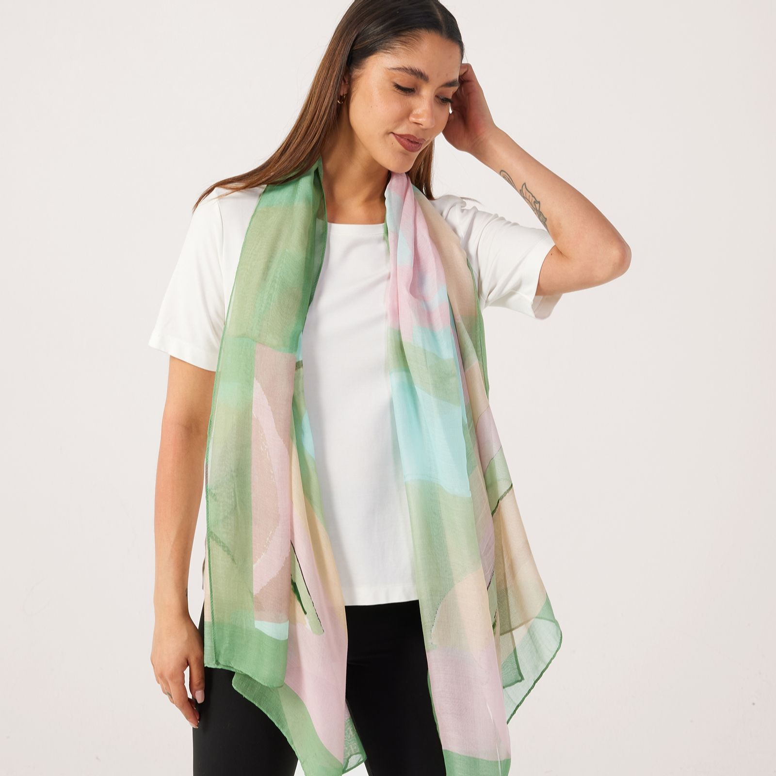 Paul Costelloe Printed Scarf with Border - QVC UK