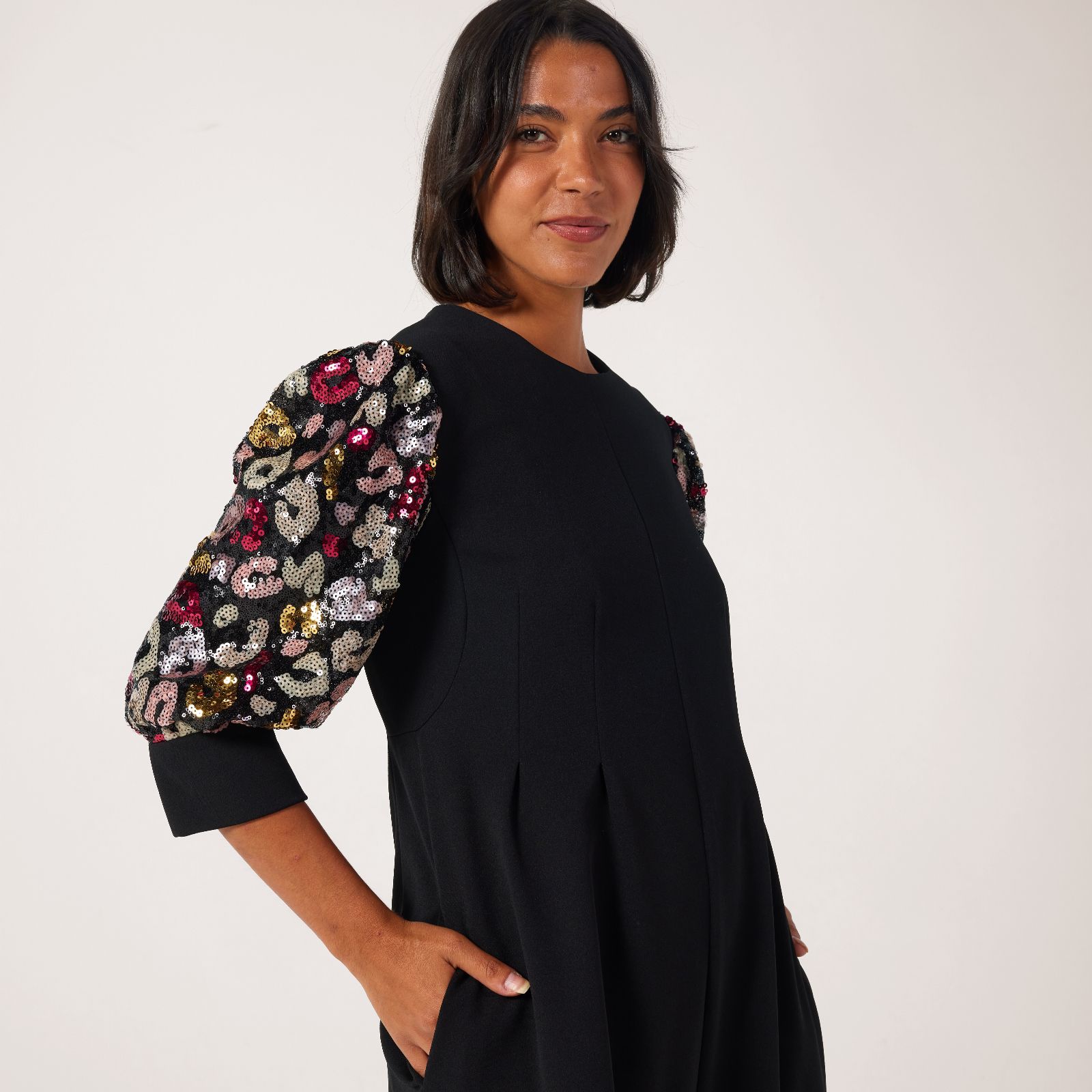 Helene Berman Animal Sequin Sleeve Dress - QVC UK