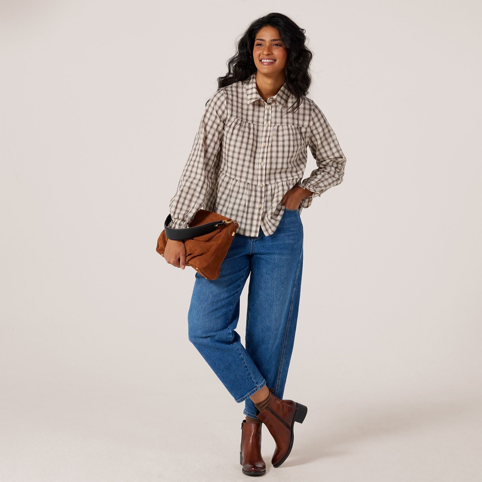 ICHI Xayla Peplum Shirt - QVC UK