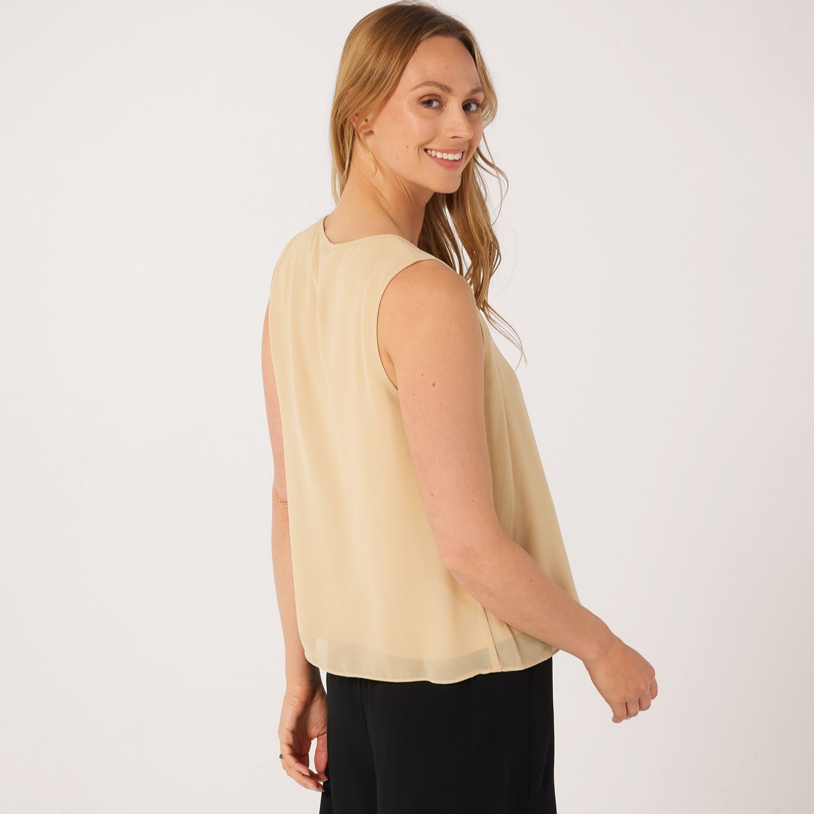 MarlaWynne Collection Chiffon Double Layer Sleeveless Tank Top - QVC UK