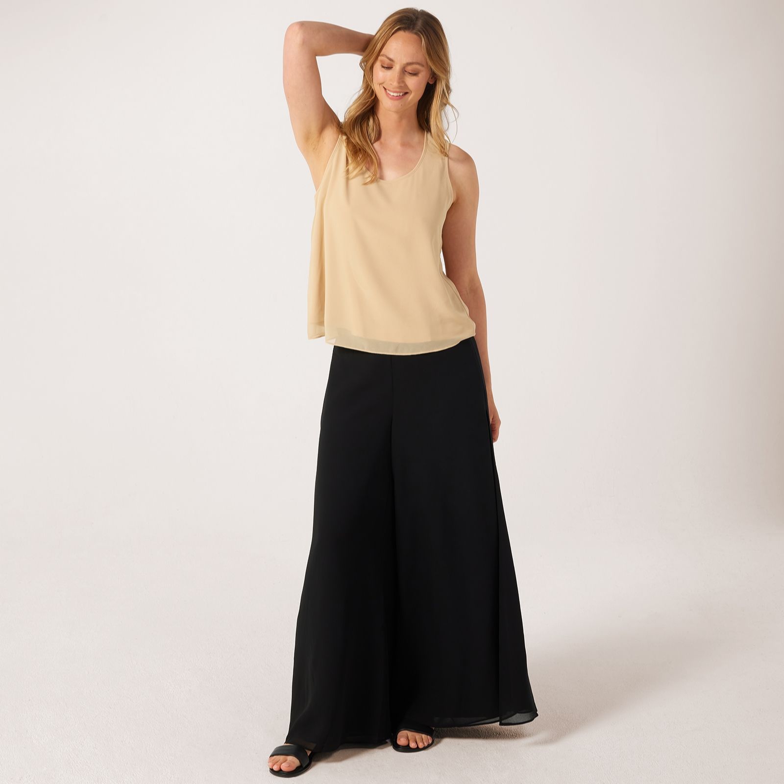 MarlaWynne Collection Chiffon Double Layer Sleeveless Tank Top - QVC UK