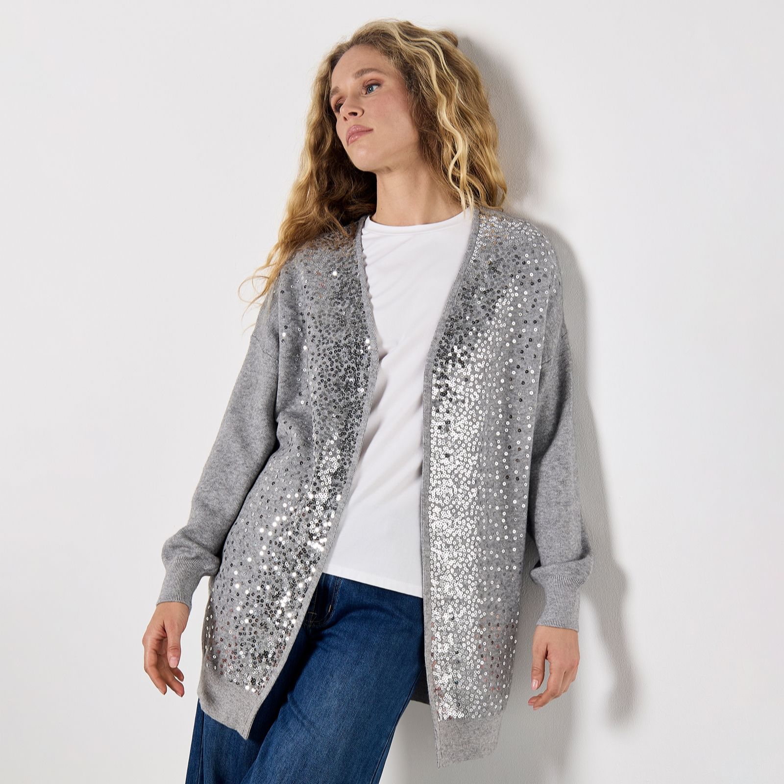 Apricot Sequin Edge Cardigan - QVC UK