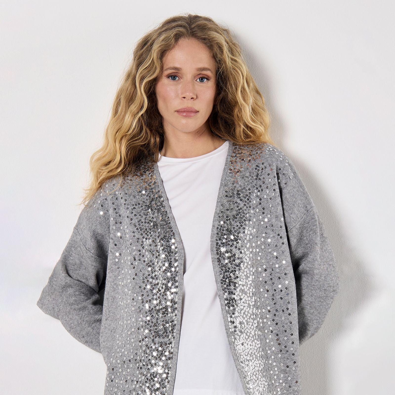 Apricot Sequin Edge Cardigan - QVC UK