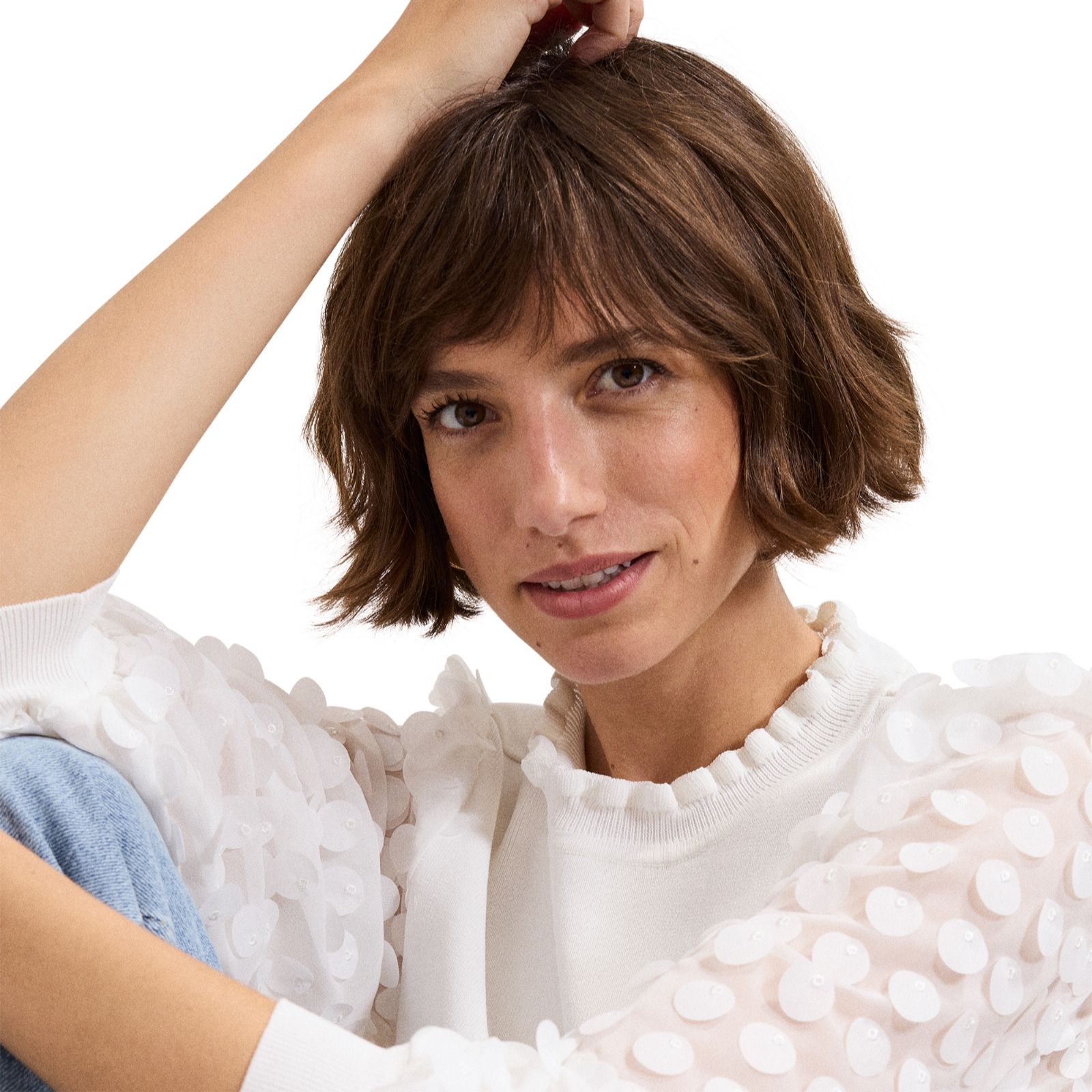 Phase Eight Shelly Textured Knitwear Top with Detailed Sleeves - QVC UK