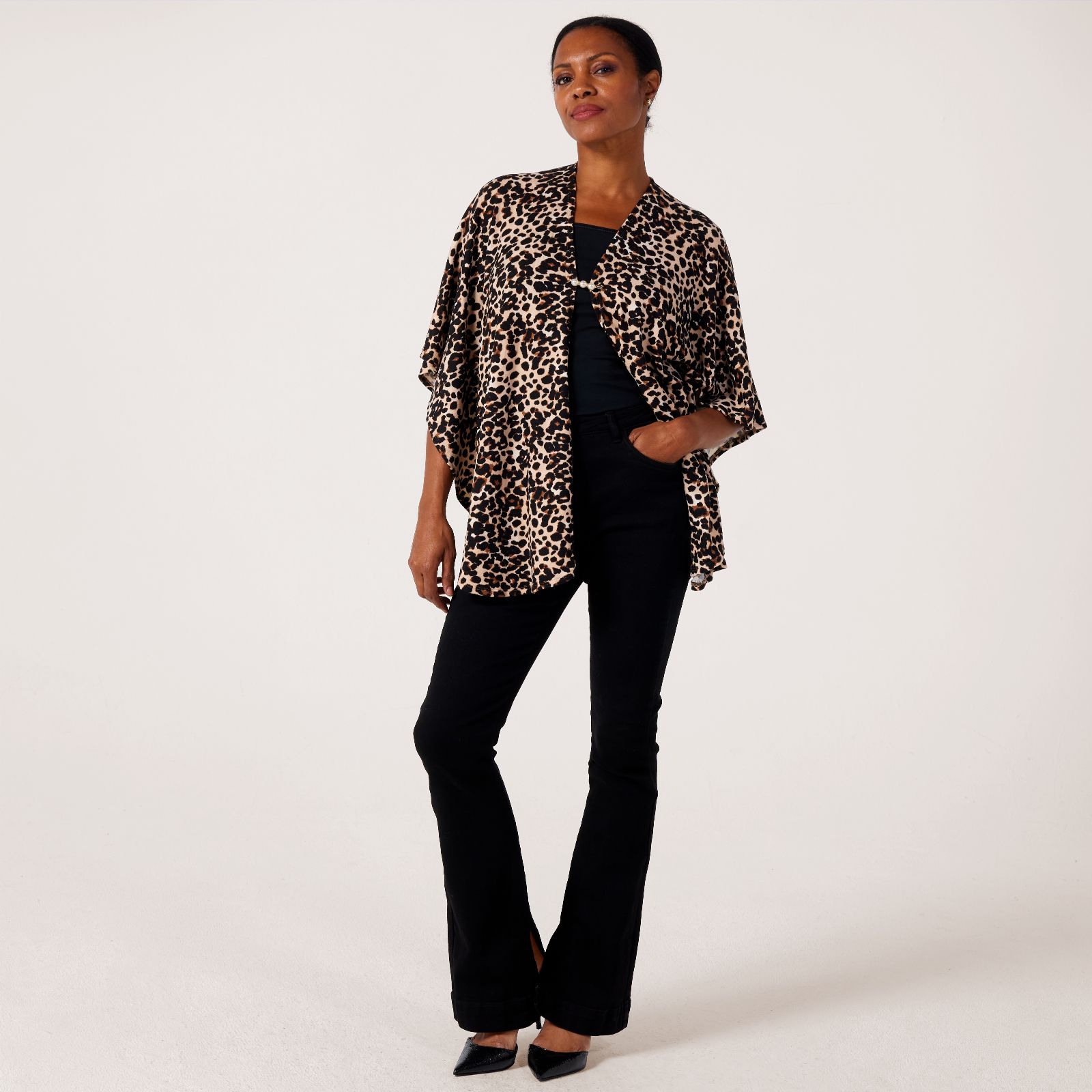 Kim & Co Soft Touch Cozy Cape With Rhinestone Quilt Pin - QVC UK