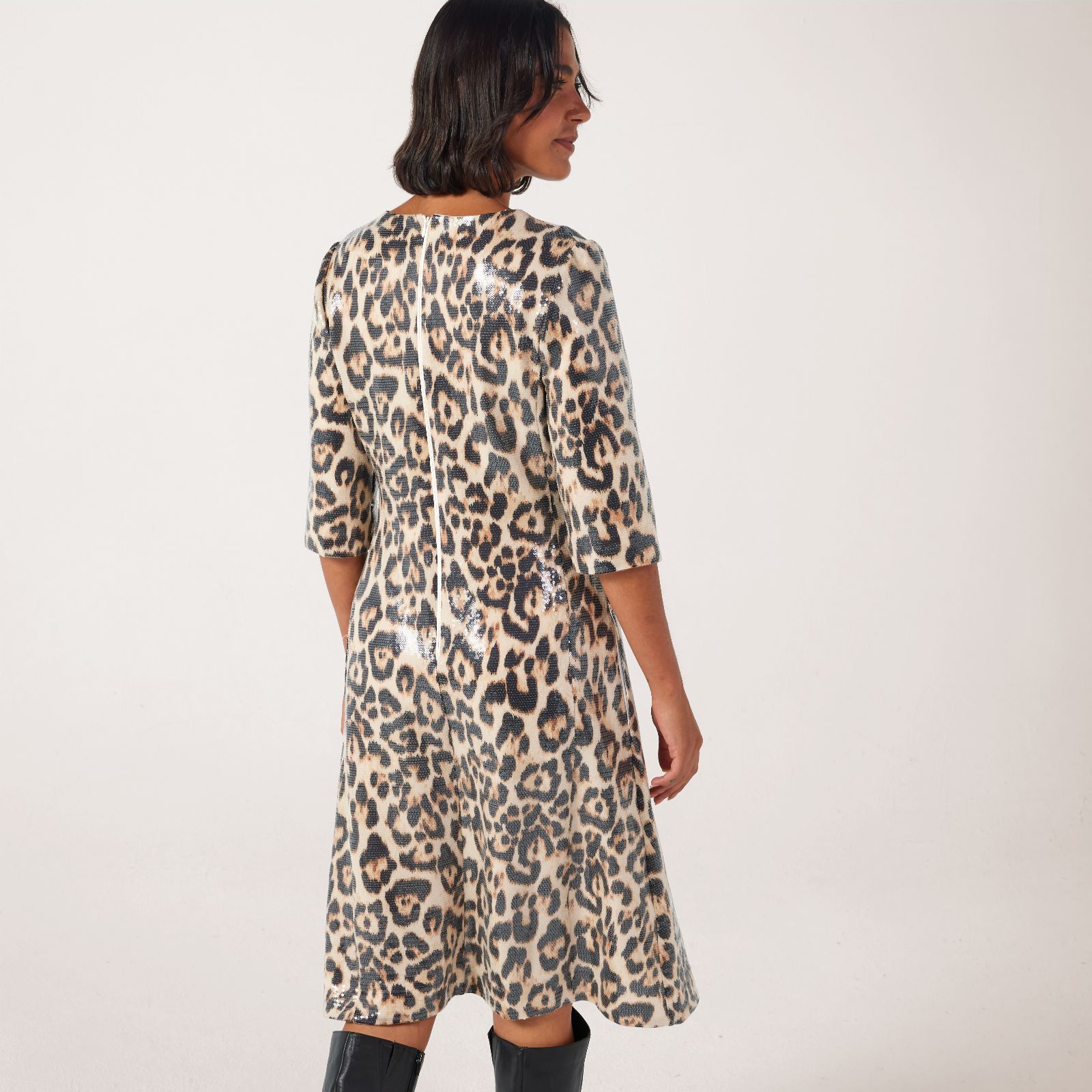 Helene Berman Animal Sequin Fully Lined Dress - QVC UK