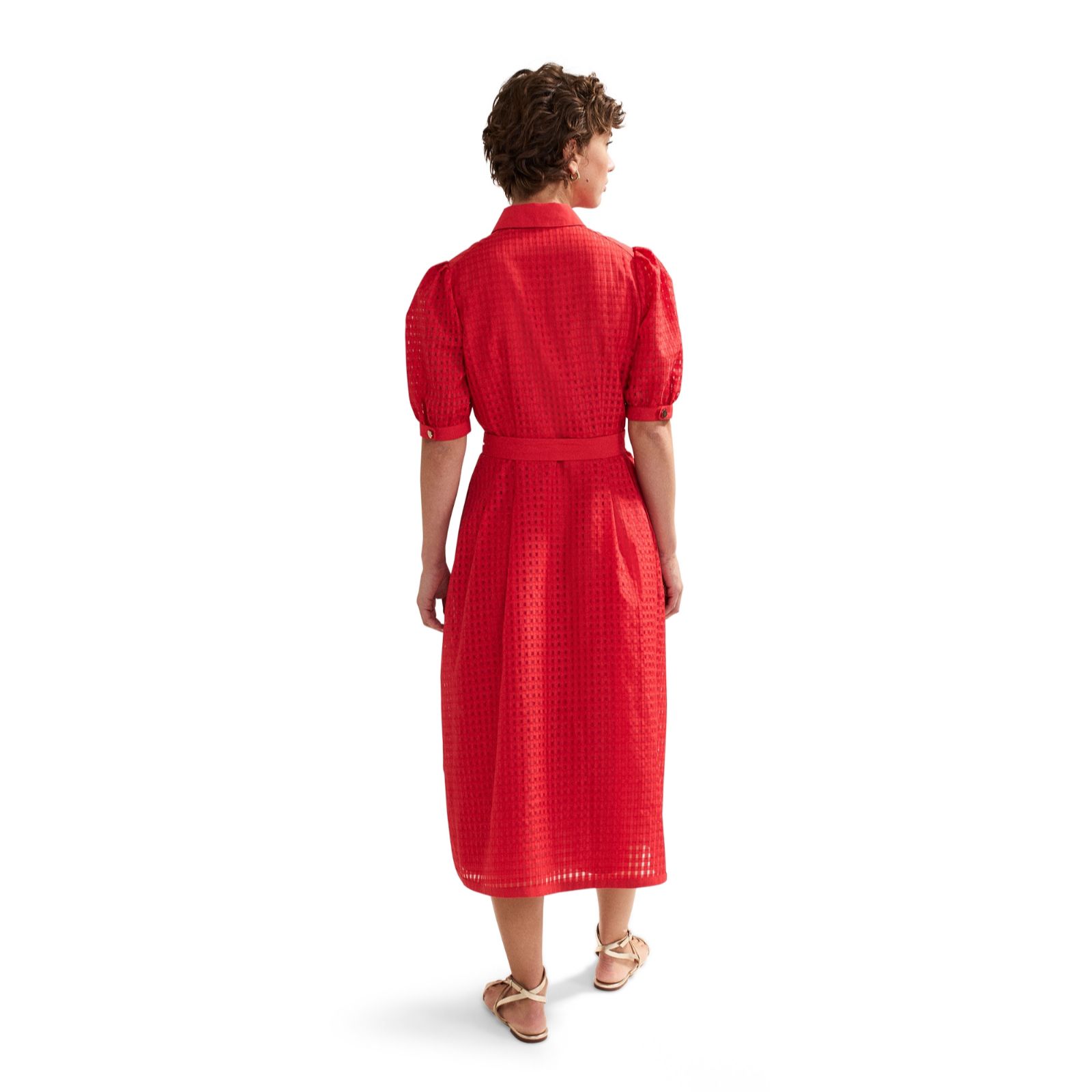 Phase Eight Carey Textured Woven Red Dress - QVC UK