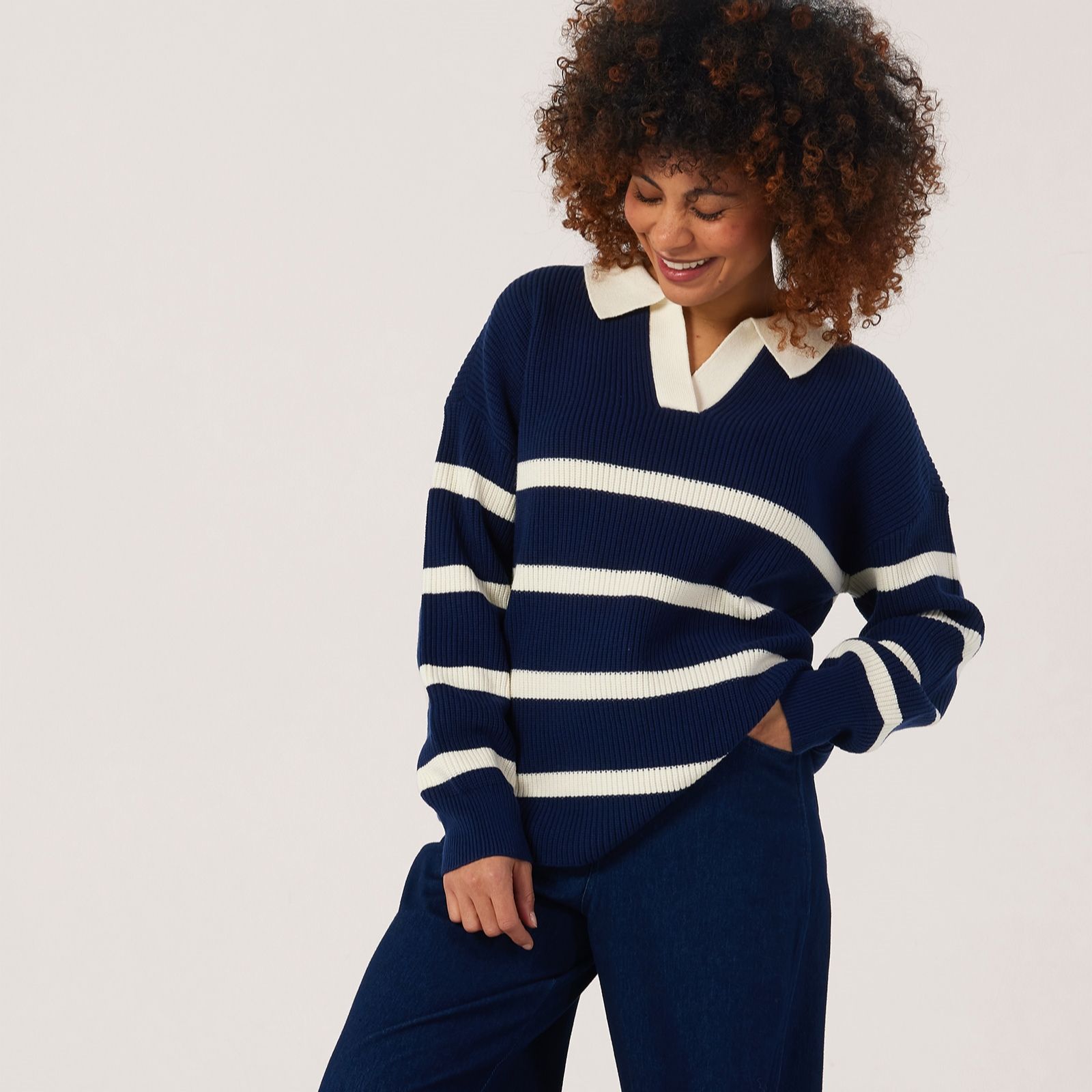 Denim & Co. Collared Jumper - QVC UK