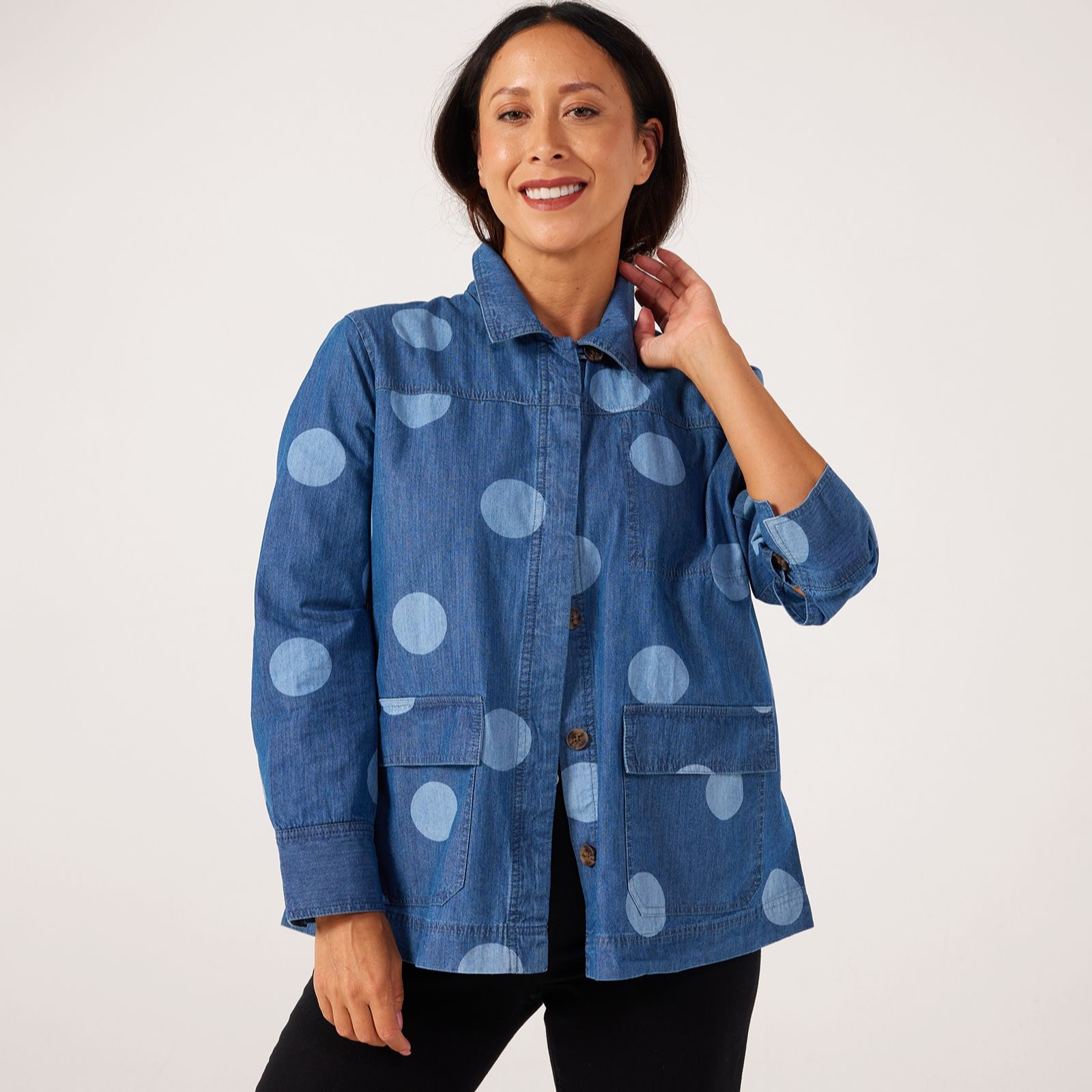 Masai Copenhagen Judema Spot Denim Long Sleeve Jacket - QVC UK