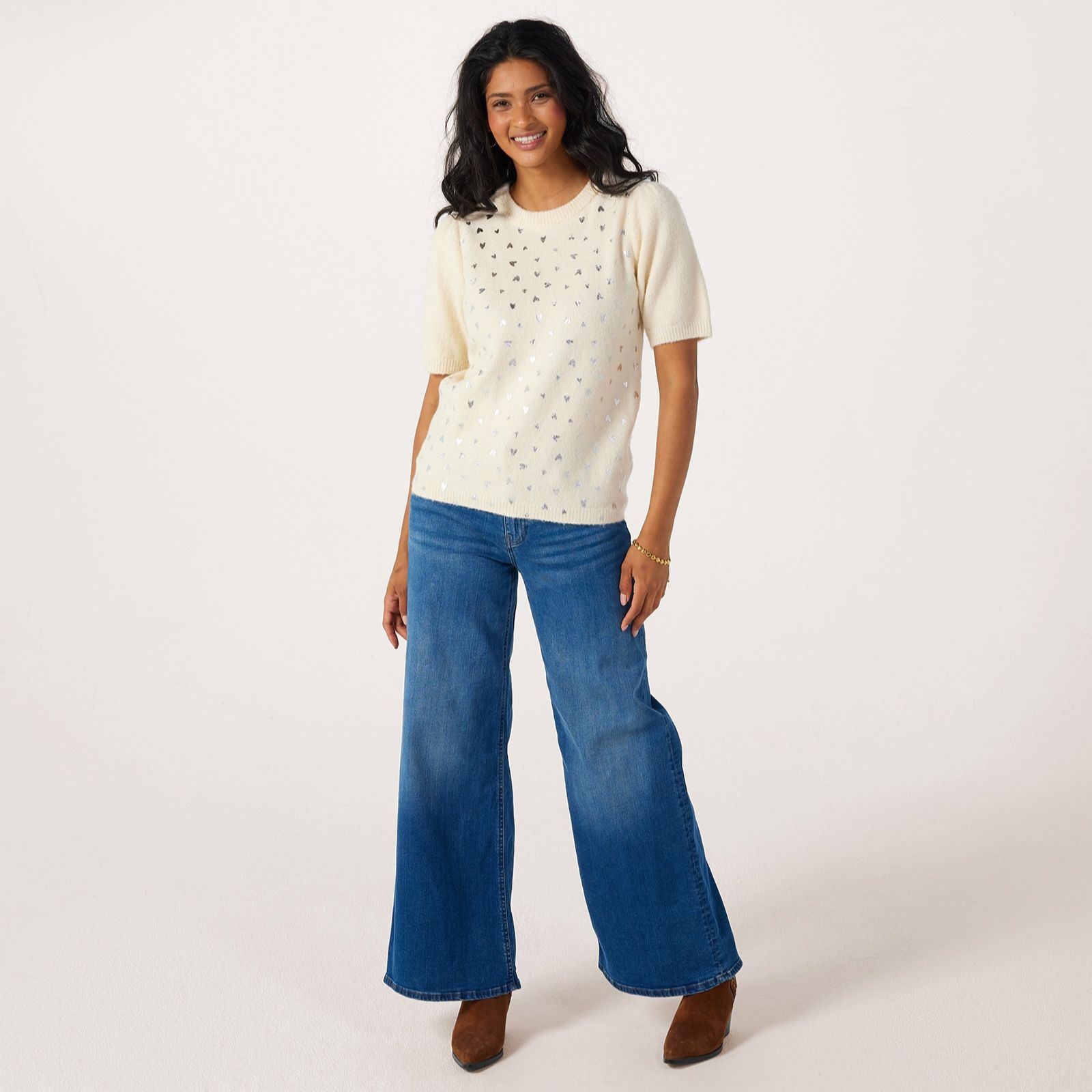 ICHI Corinne Short Sleeve Jumper - QVC UK