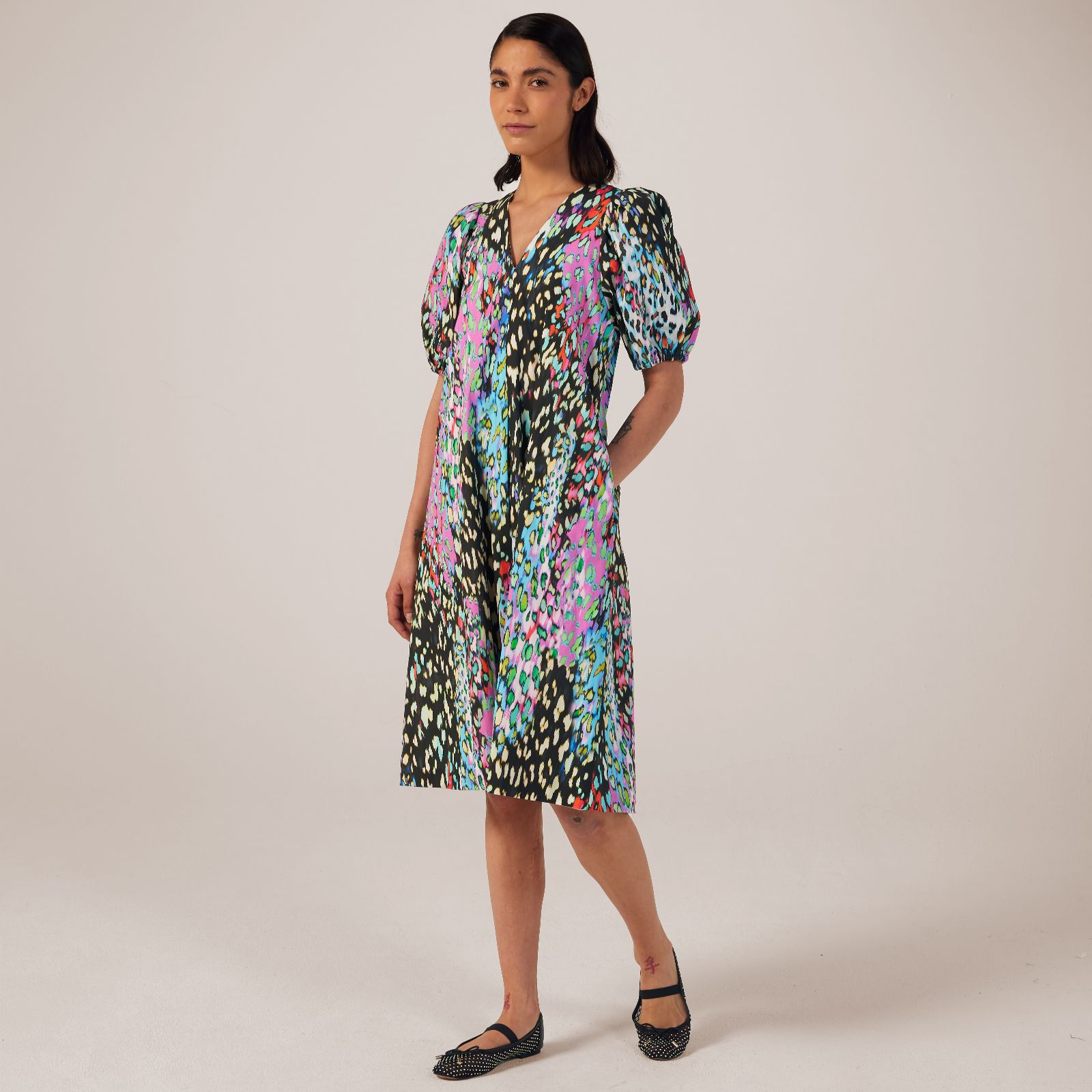 Helene Berman Puff Sleeve Dress - QVC UK