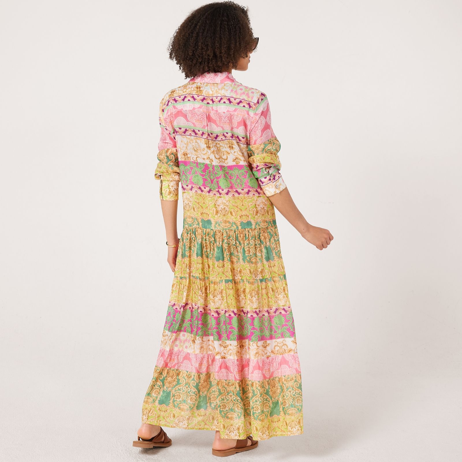 Malissa J Patchwork Long Sleeve Dress with Studs - QVC UK