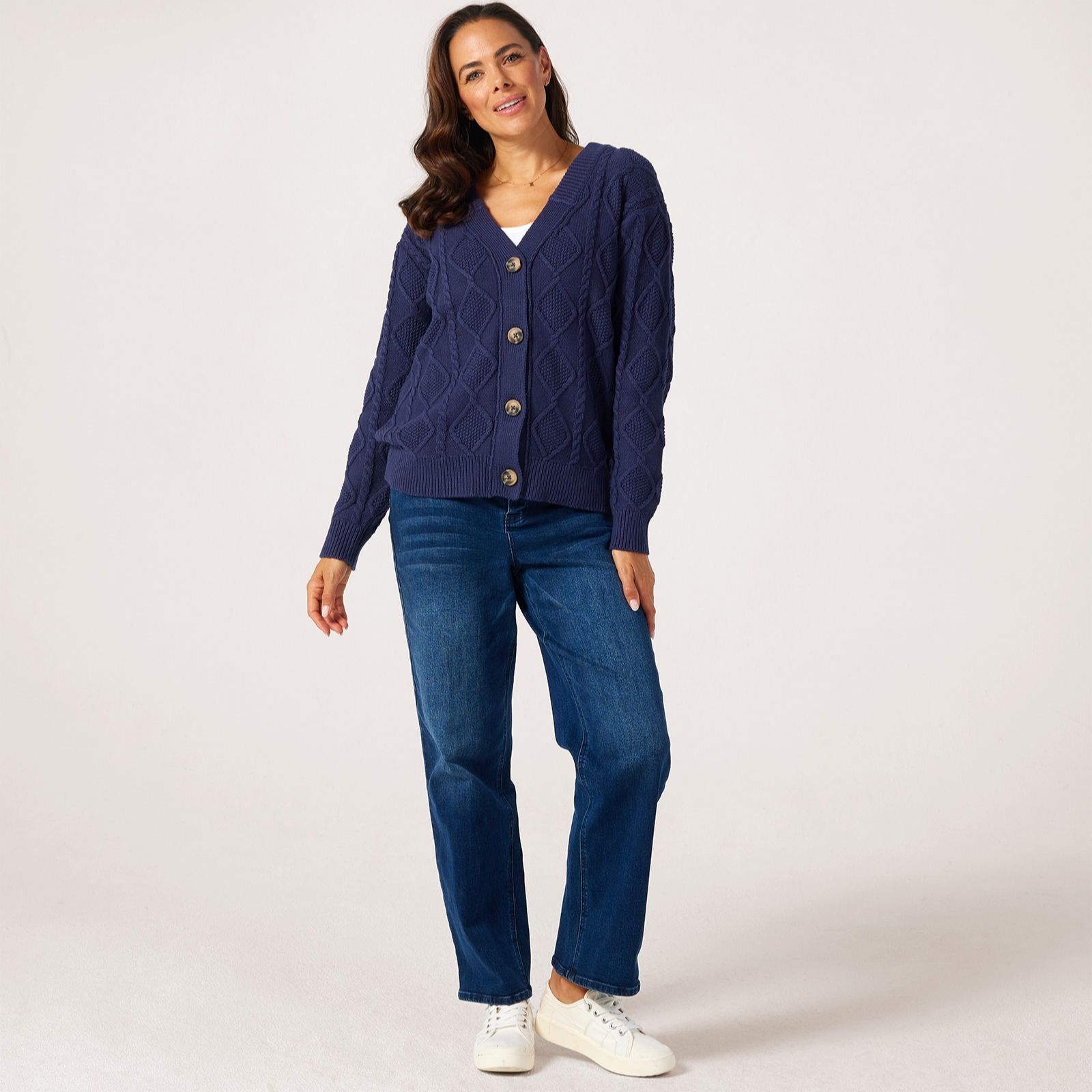 Ben de Lisi Cable Design Cardigan - QVC UK