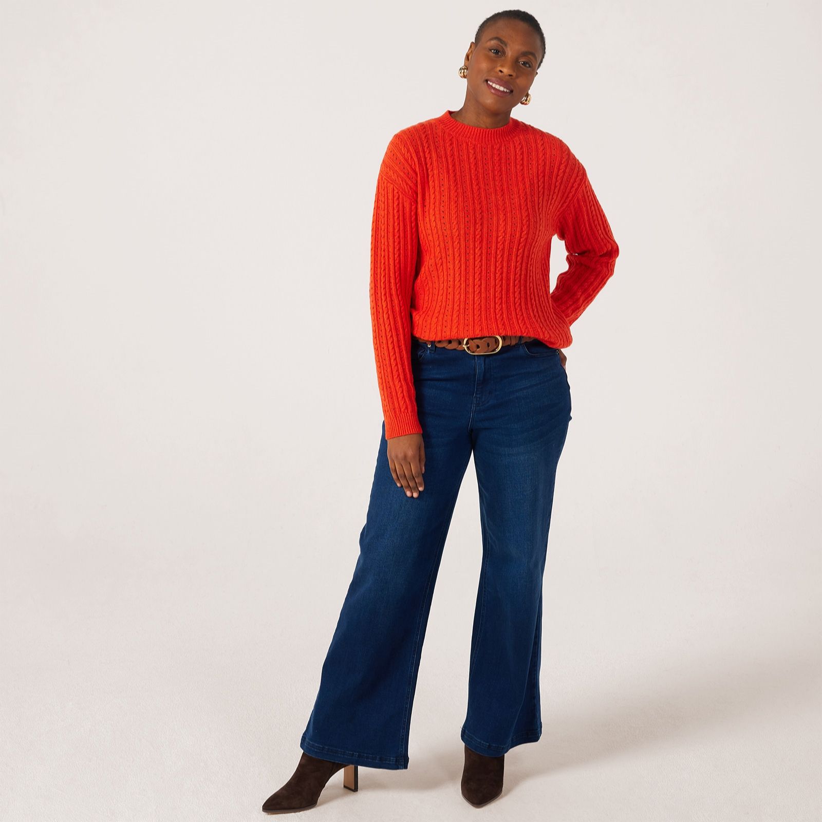 Ben De Lisi Cable Dropped Shoulder Jumper - QVC UK