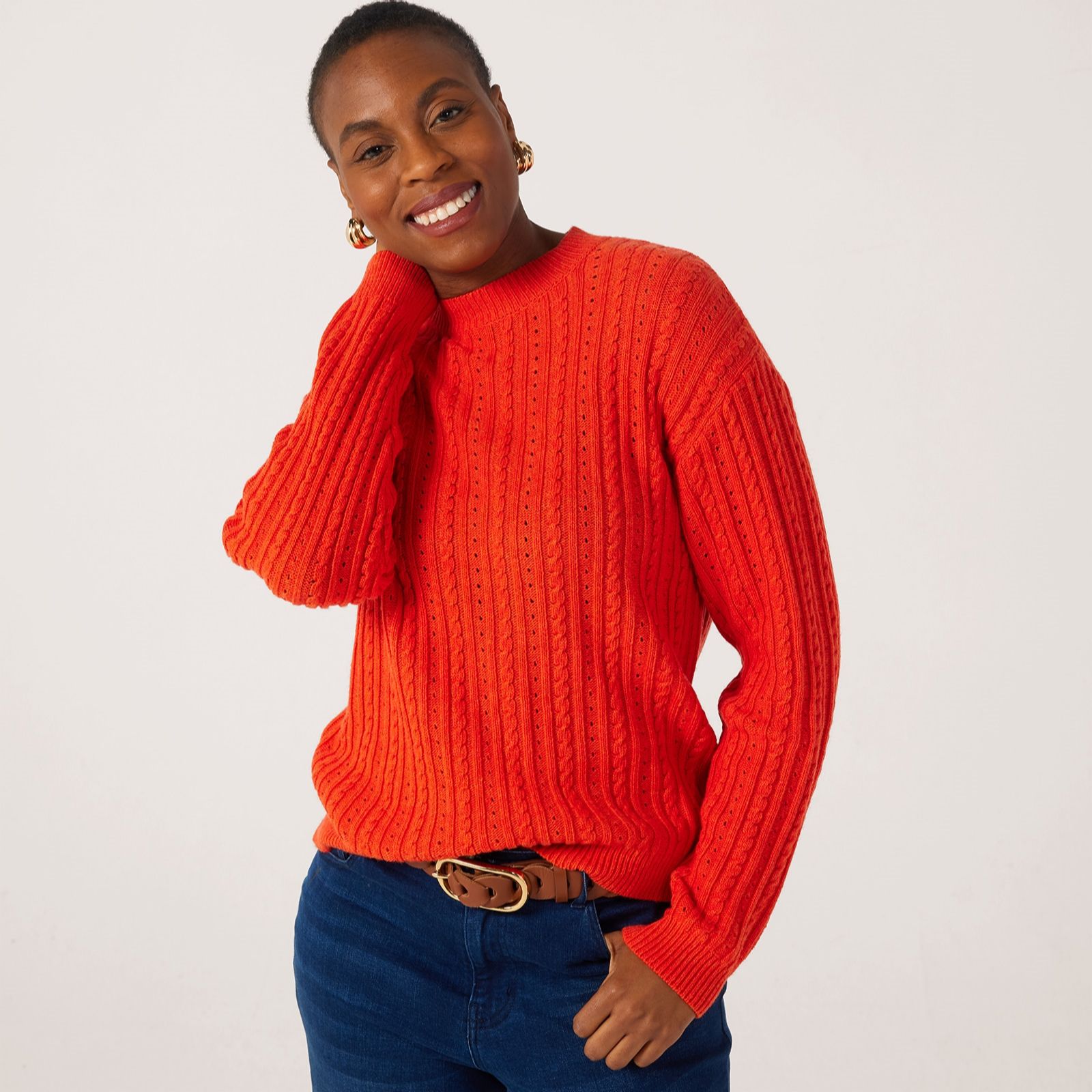 Ben De Lisi Cable Dropped Shoulder Jumper - QVC UK