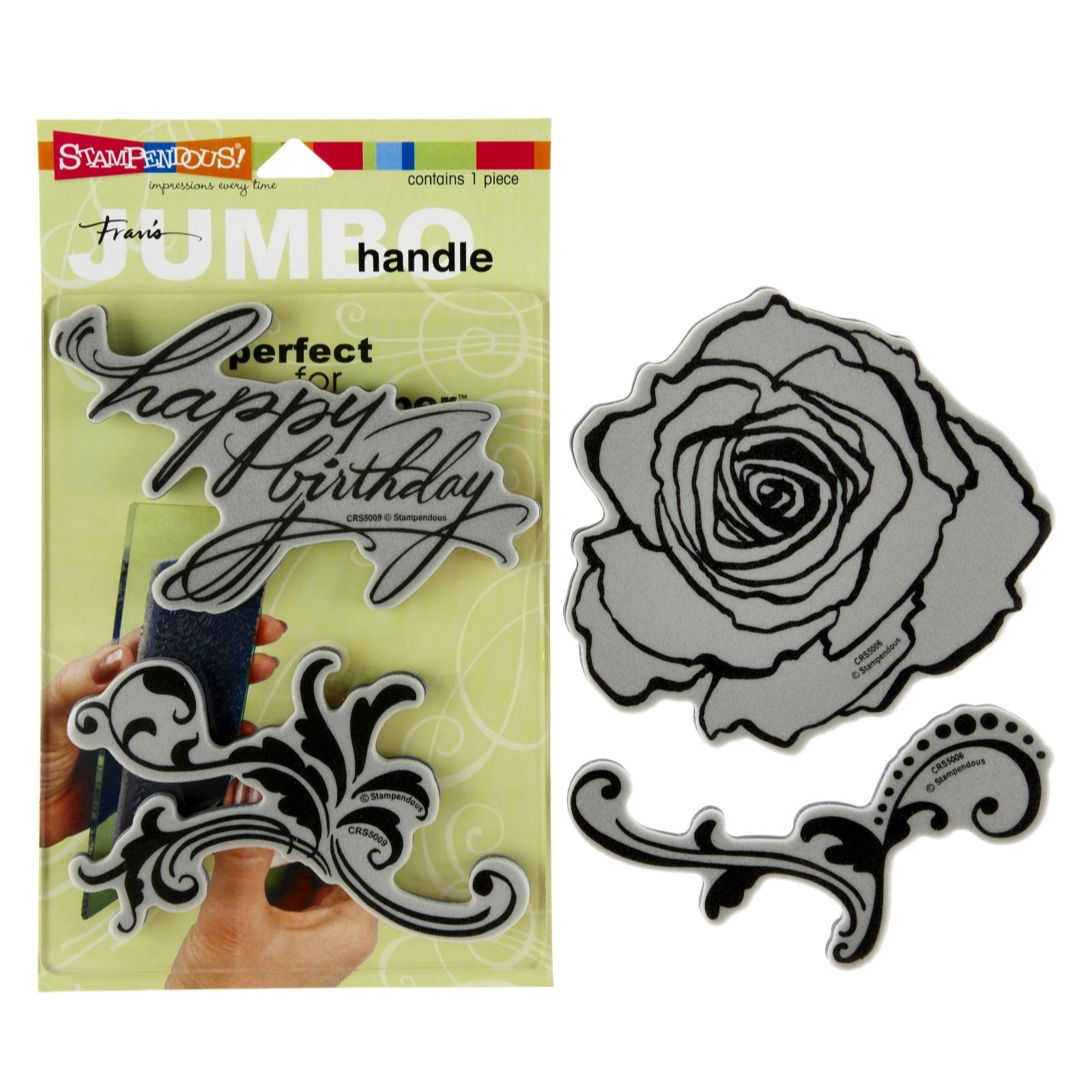 Stampendous Jumbo Cling Rubber Stamps with Acrylic Handle - QVC UK